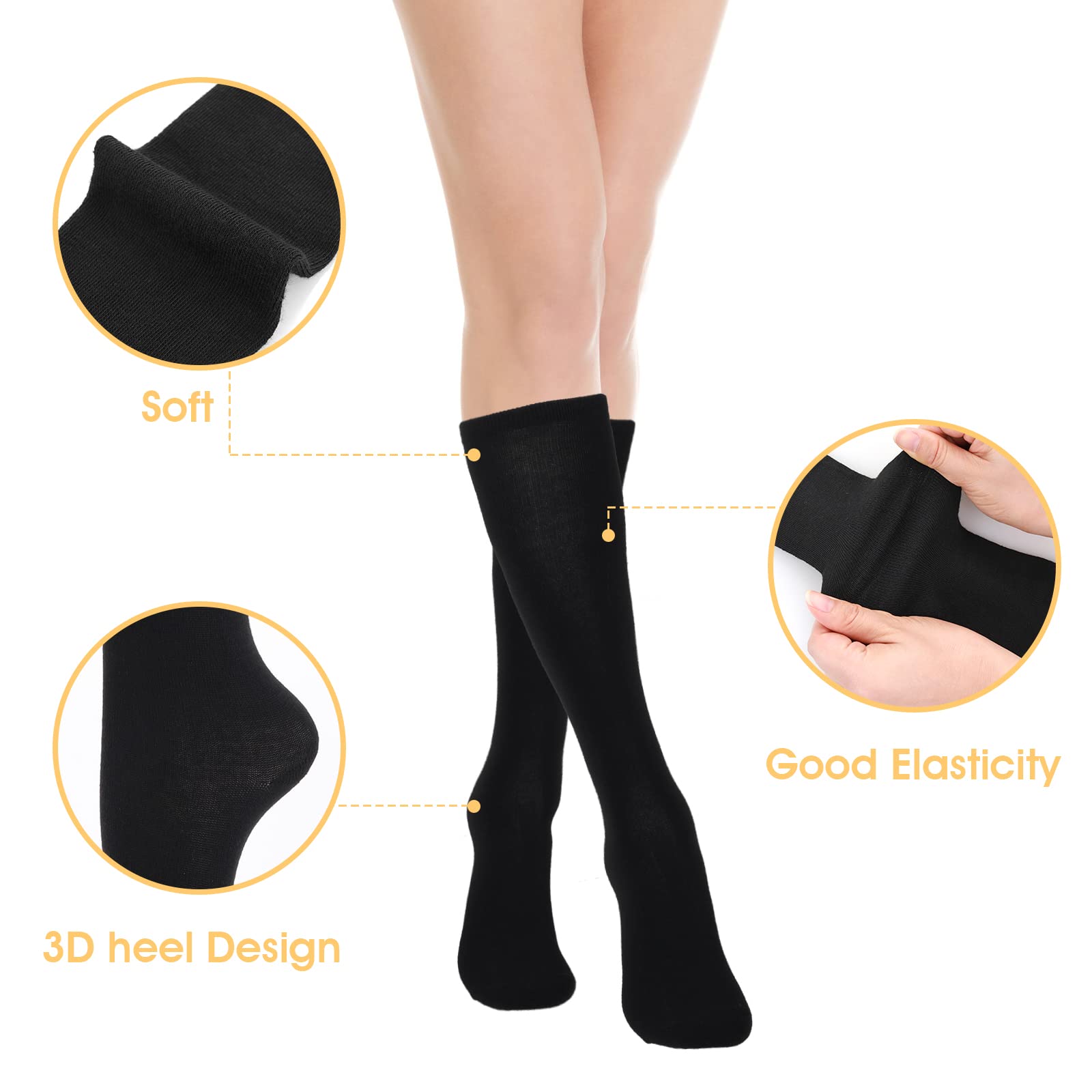 Sibba 2 Pair Womens Cotton Knee High Socks Winter Thermal Boot Top Long Socks Causal Soild Stripe Tube Knee Socks for Ski Snowboarding Hiking