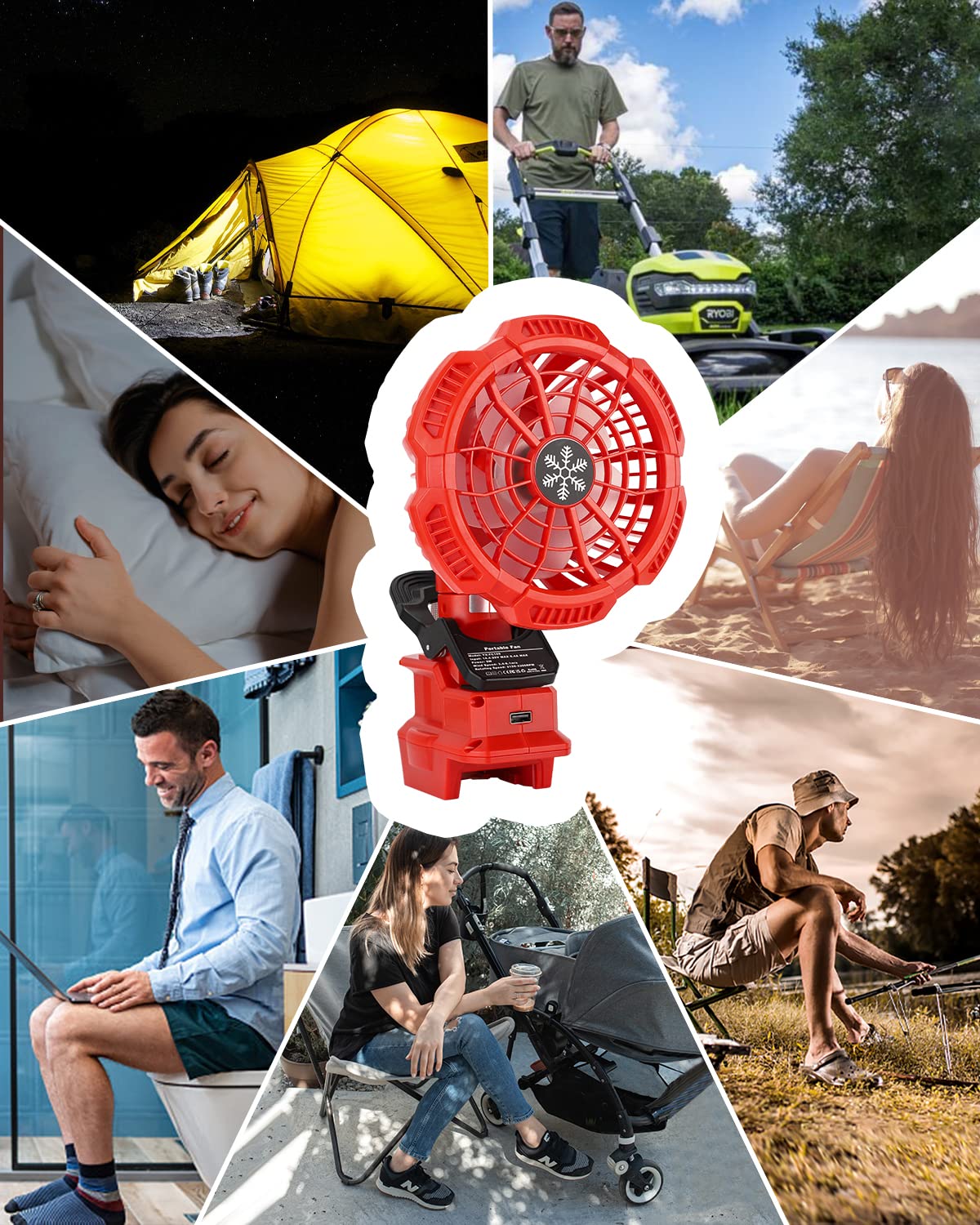 Taingwei Portable Clip on Fan for Milwaukee M18 Battery,18V Battery Powered Stroller Fan with 3 Energy Efficient Speed Settings for Bedroom,Outdoor,Camping and Job Site(Tool Only)