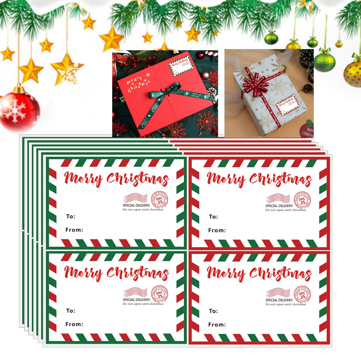 Merry Christmas Stickers,Special Delivery Tag,Christmas Envelope Seals,Holiday Stickers,160 Pcs Per Pack