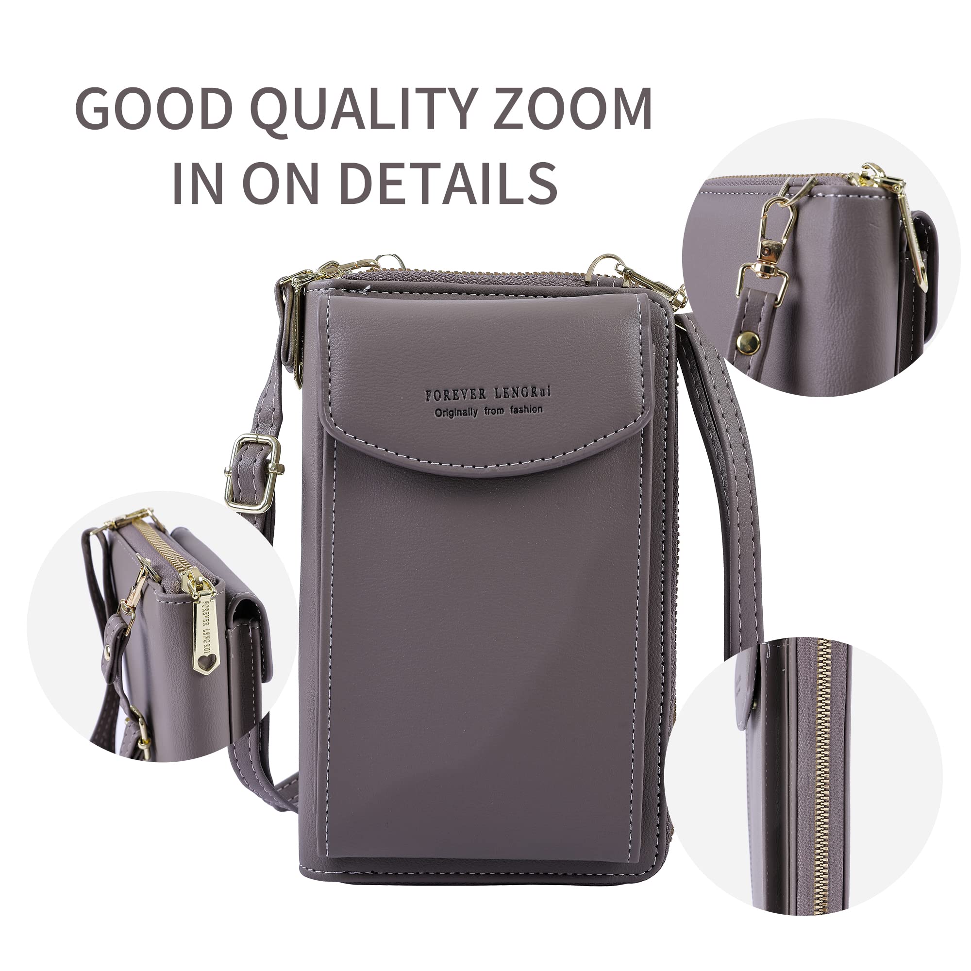 Shoulder Handbag For Women Purse Wallet Small Crossbody Bag With Credit Card(Grey)