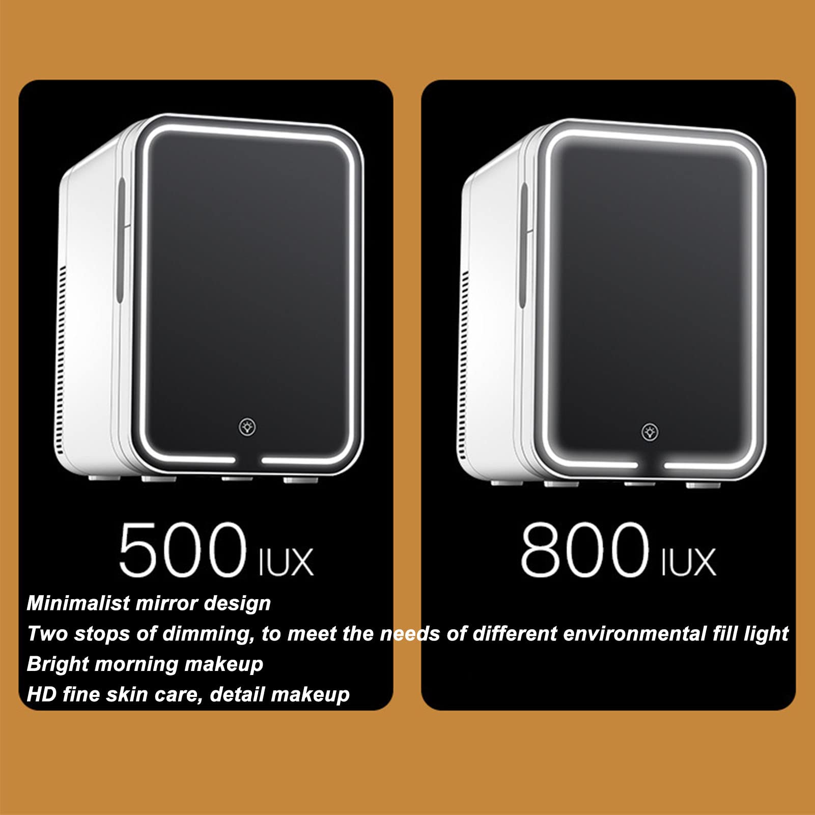Mini Beauty Fridge, 10 Liters Beverage Refrigerator, Portable Beauty Freezer for Skincare, Breast Milk, Snacks, Medications and Beverage, Cooling and Heating, Mirrored Door
