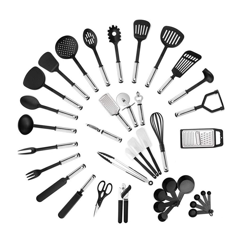 Lorier Kitchen Utensil Set 40-Piece Cooking Utensils Nylon and Stainless Steel Utensil Set Nonstick Spatula Set Cooking Tool Set Gift