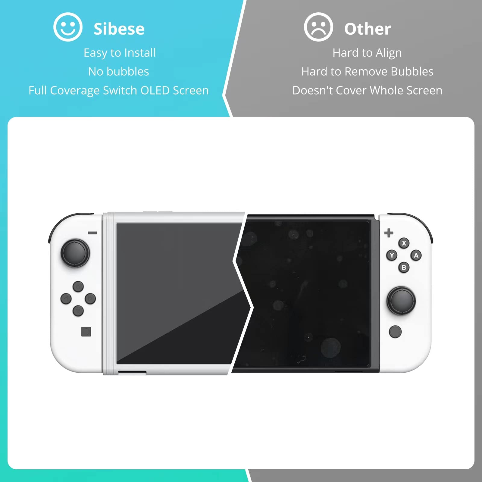 Sibese Protective Case for Nintendo Switch OLED with Tempered Glass Screen Protector, Front Cover Compatible with Switch OLED (2021)(Blue)