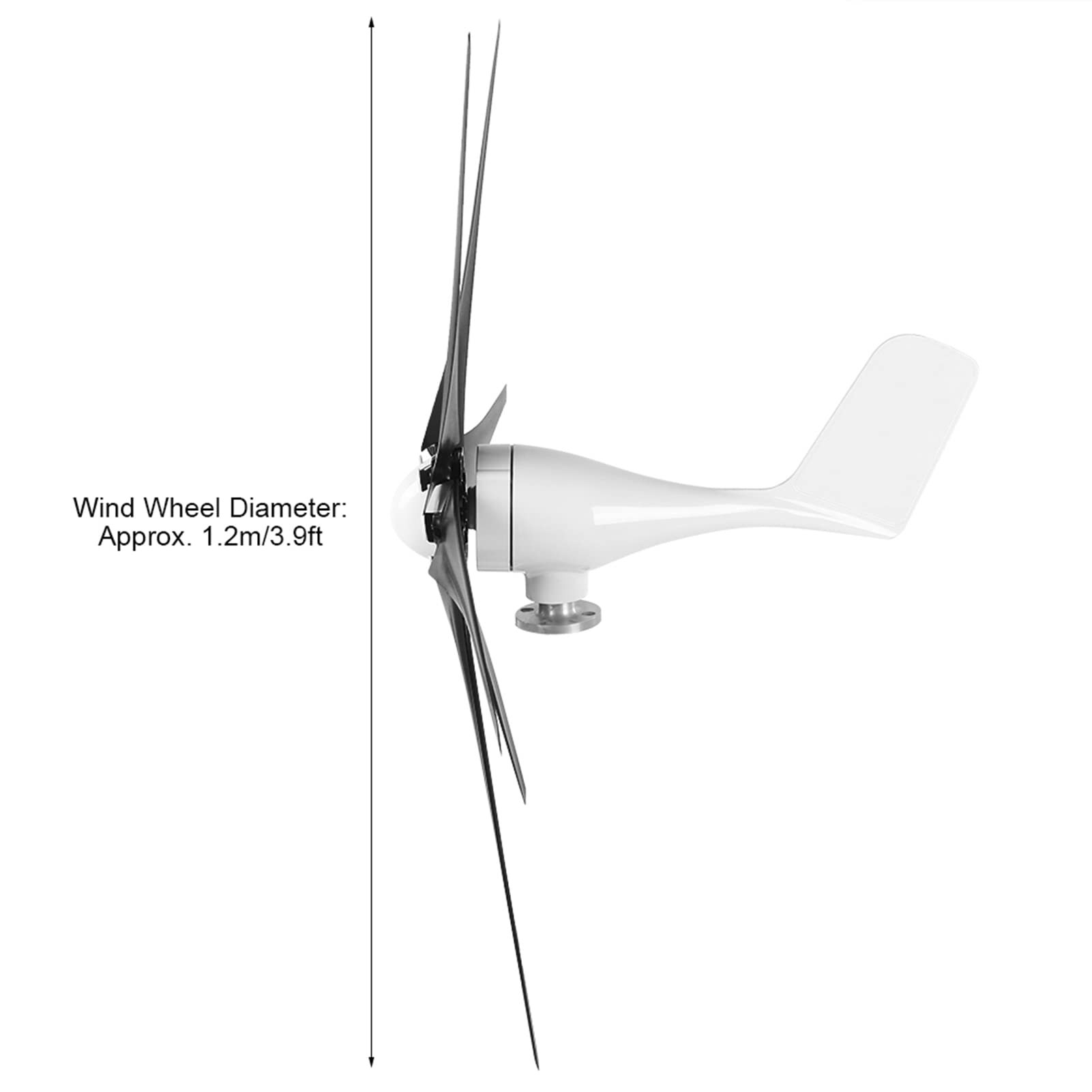 Wind Turbine Generator, Windmill Generator 800W Wind Turbine 6 Blade Wind Controller Turbine Generator Kit for Boats, Terraces, Cabins or Home(Black 24V)