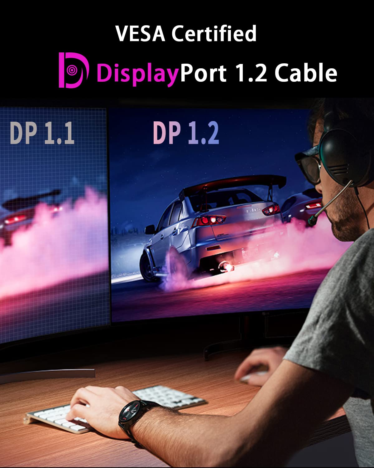 Thoolor DisplayPort Cable 4K DP Cable 6FT High Speed Display Port Cable (4K@60Hz, 2K@165Hz/144Hz), Display Cable for Gaming Monitor, Graphics Card, TV, PC, Laptop and More