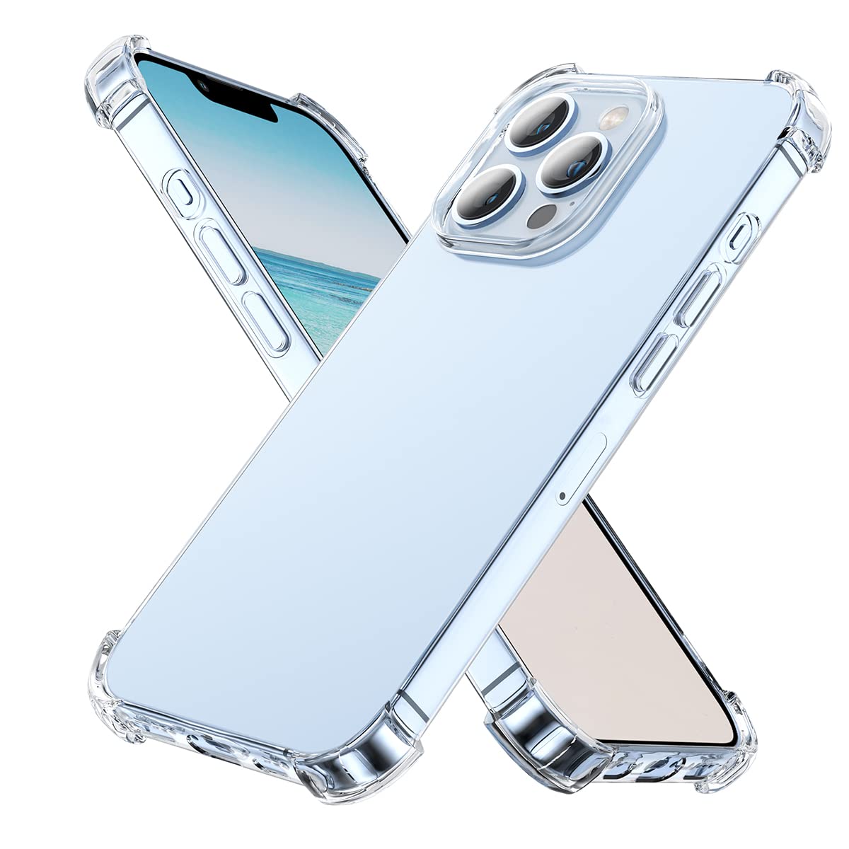MOCOLL Crystal Clear Case Compatible with iPhone 13 Upgraded Shockproof Buffer Airbag Protective Ultra-Thin Slim Anti-Yellowing Case for 6.1 inch- Clear