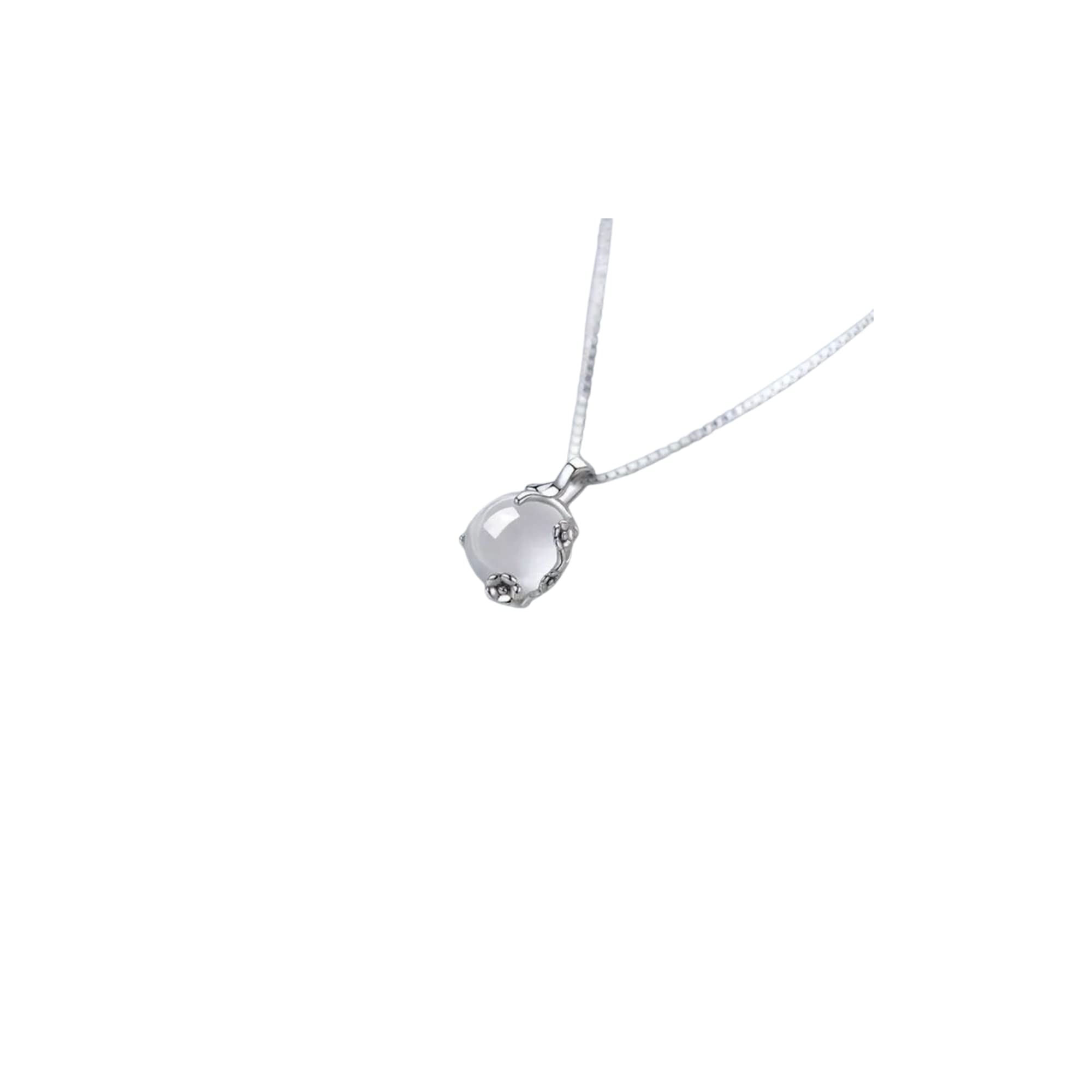 Simple sterling moon stone necklace