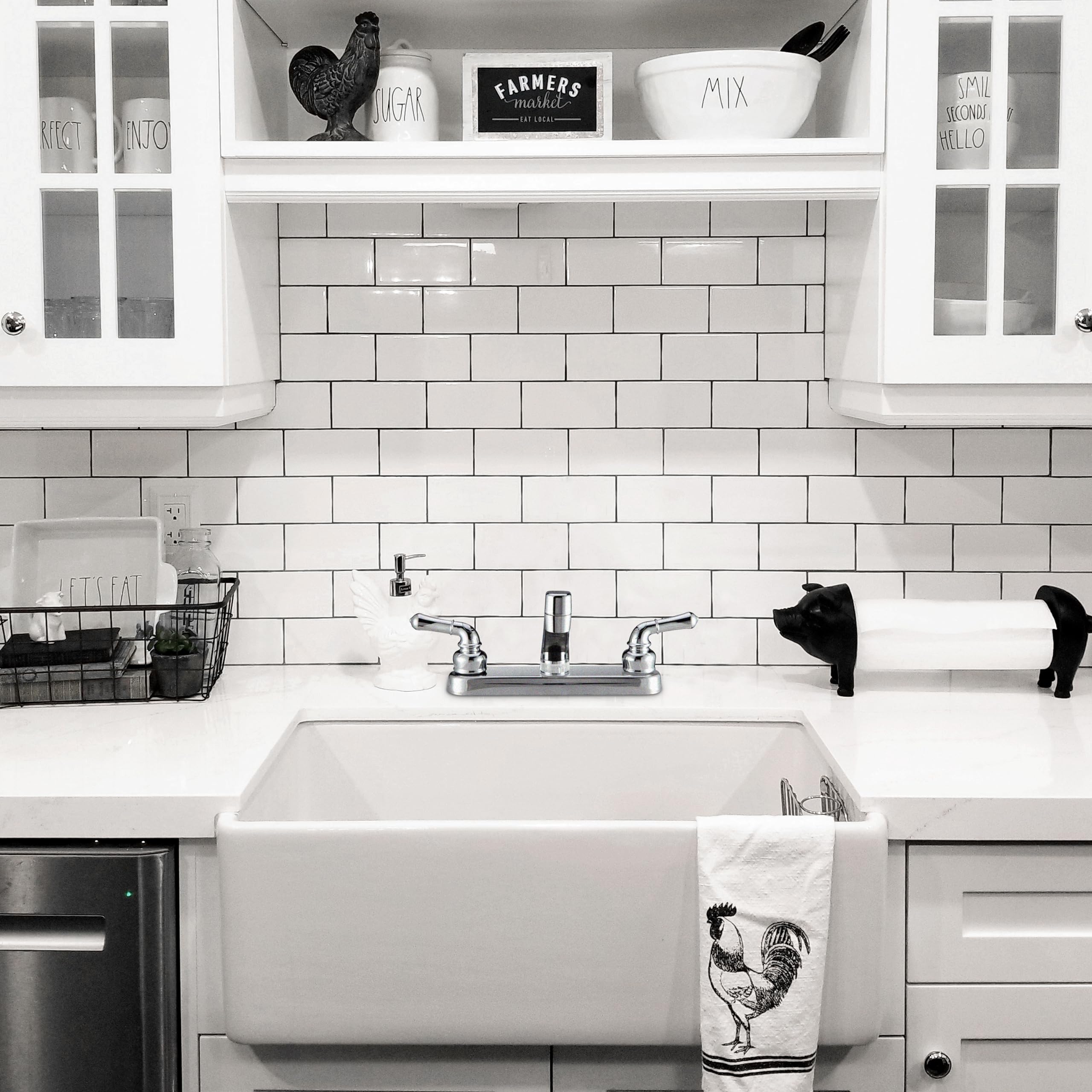 Pacific Bay PB-K14CP Kitchen Sink Faucet with Classic Levers - Metallic Plating Over ABS Plastic (Polished Chrome)