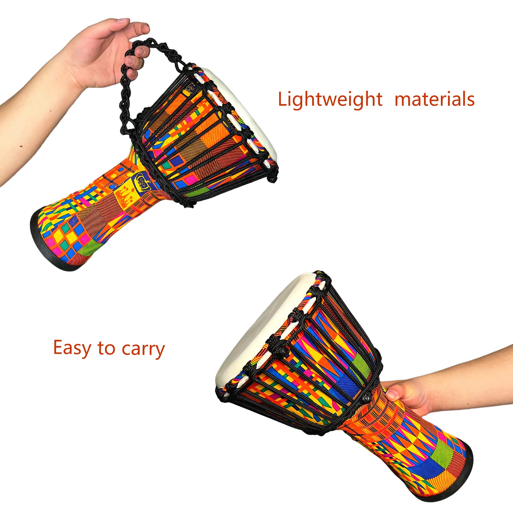 RUOSWTE 8-inch Djembe Drum, West African Style Hand Drum,Drum Circles,Percussion Music Bongo Drum,Music Healing Instrument