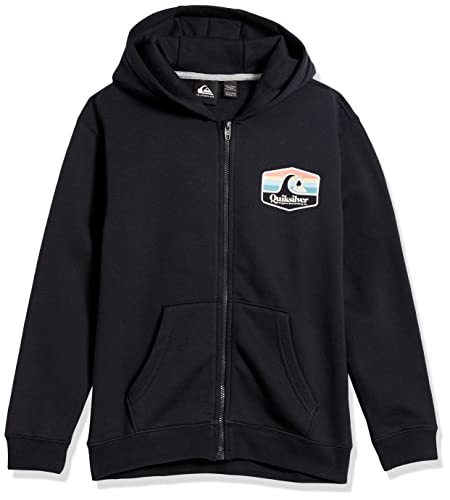 Quiksilver boys Town Hall Zip Youth Sweatshirt Hoodie Cotton Lightweight Jacket, Black, Medium US