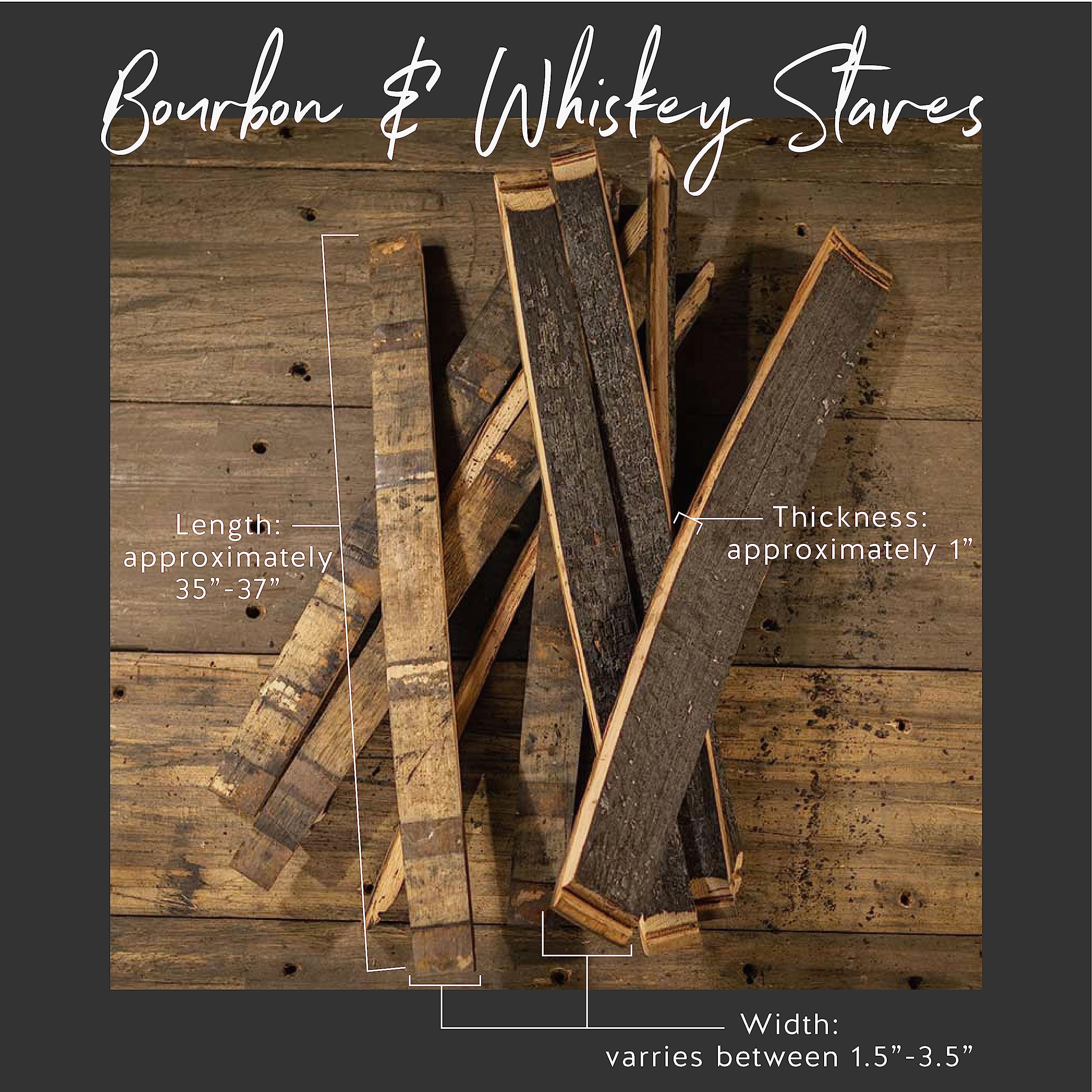 Midwest Barrel Company Full Set Authentic Bourbon/Whiskey Oak Barrel Staves, Set of 25 Staves