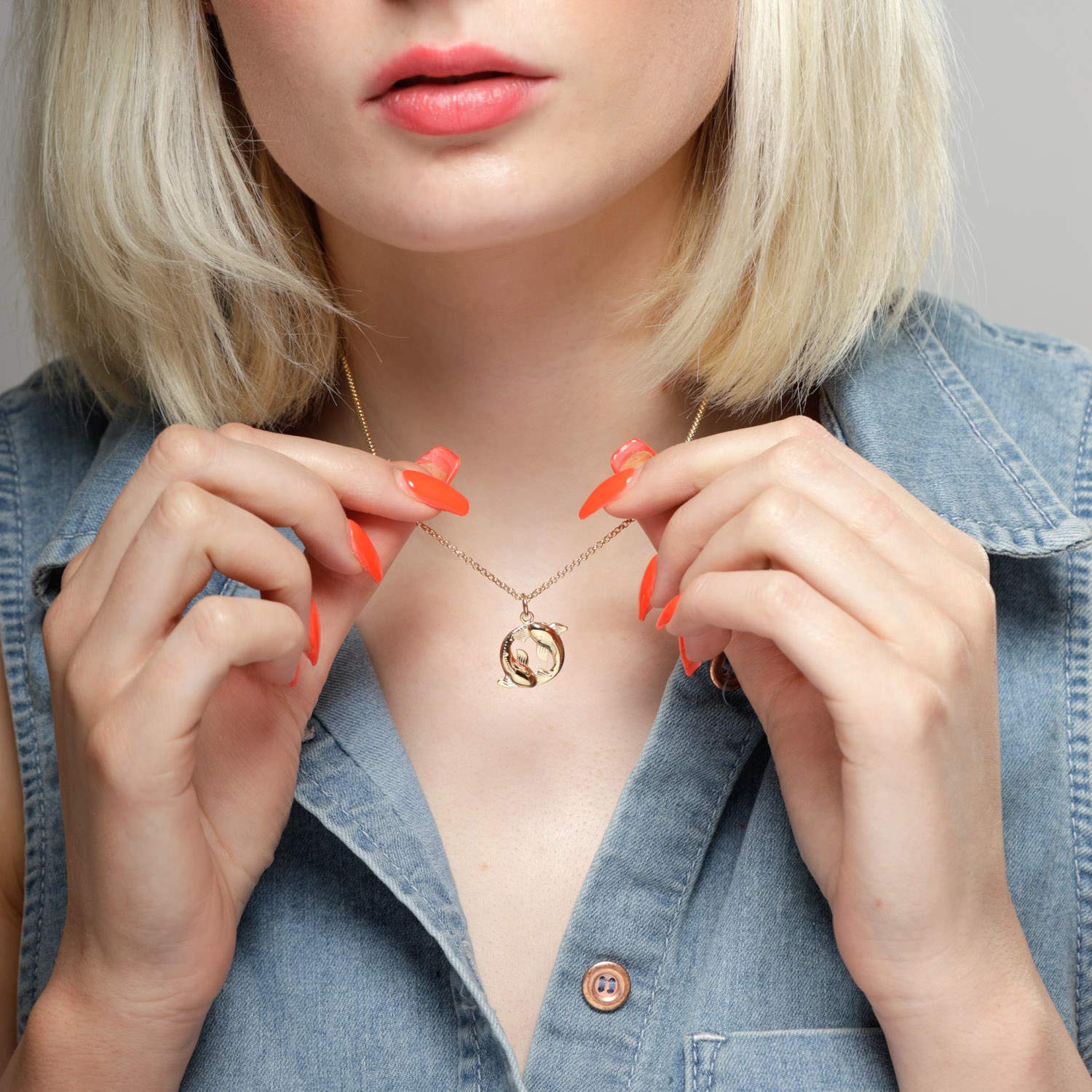 Lily Charmed - 18k Gold Plated Koi Fish Pisces Zodiac Necklace with 16 to 18 Inch Adjustable Chain