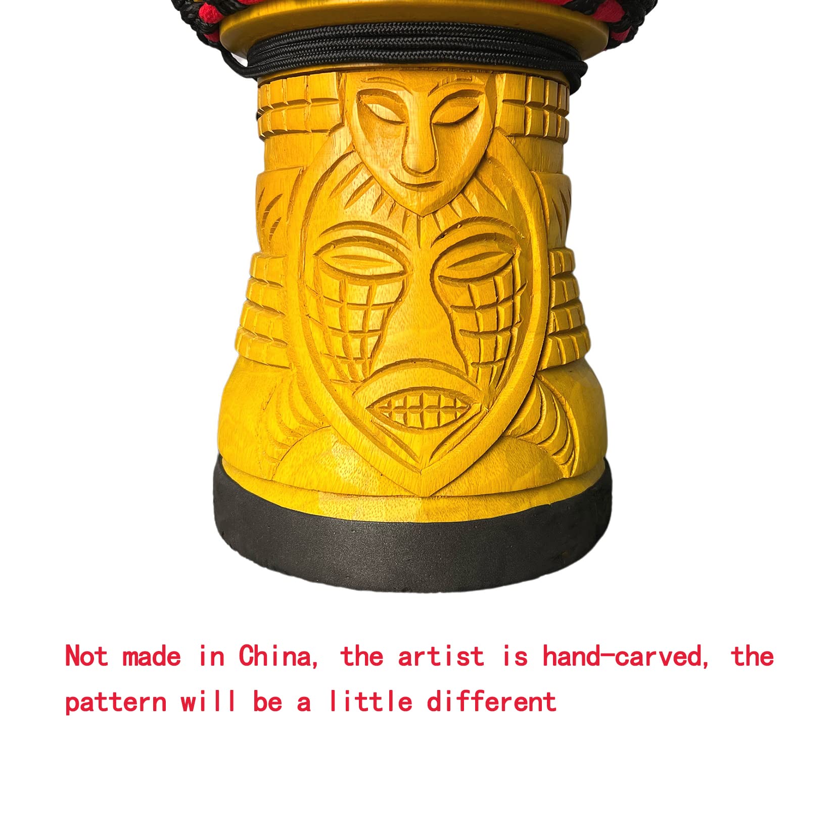 RUOSWTE Djembe Drum 8" West African Style Professional Playing Tambourine, Goatskin Head, Hand Carved, Bongo