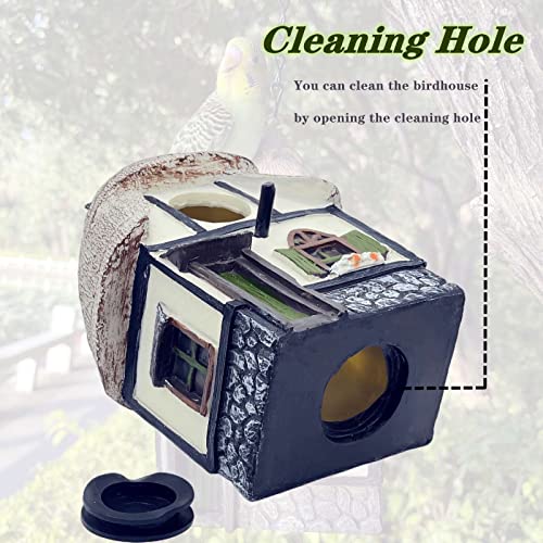SUQEFAN Resin Bird House,Water Proof,Sun-Proof,Gifts for Bird Lovers,Garden Decorations,Gardening Gifts