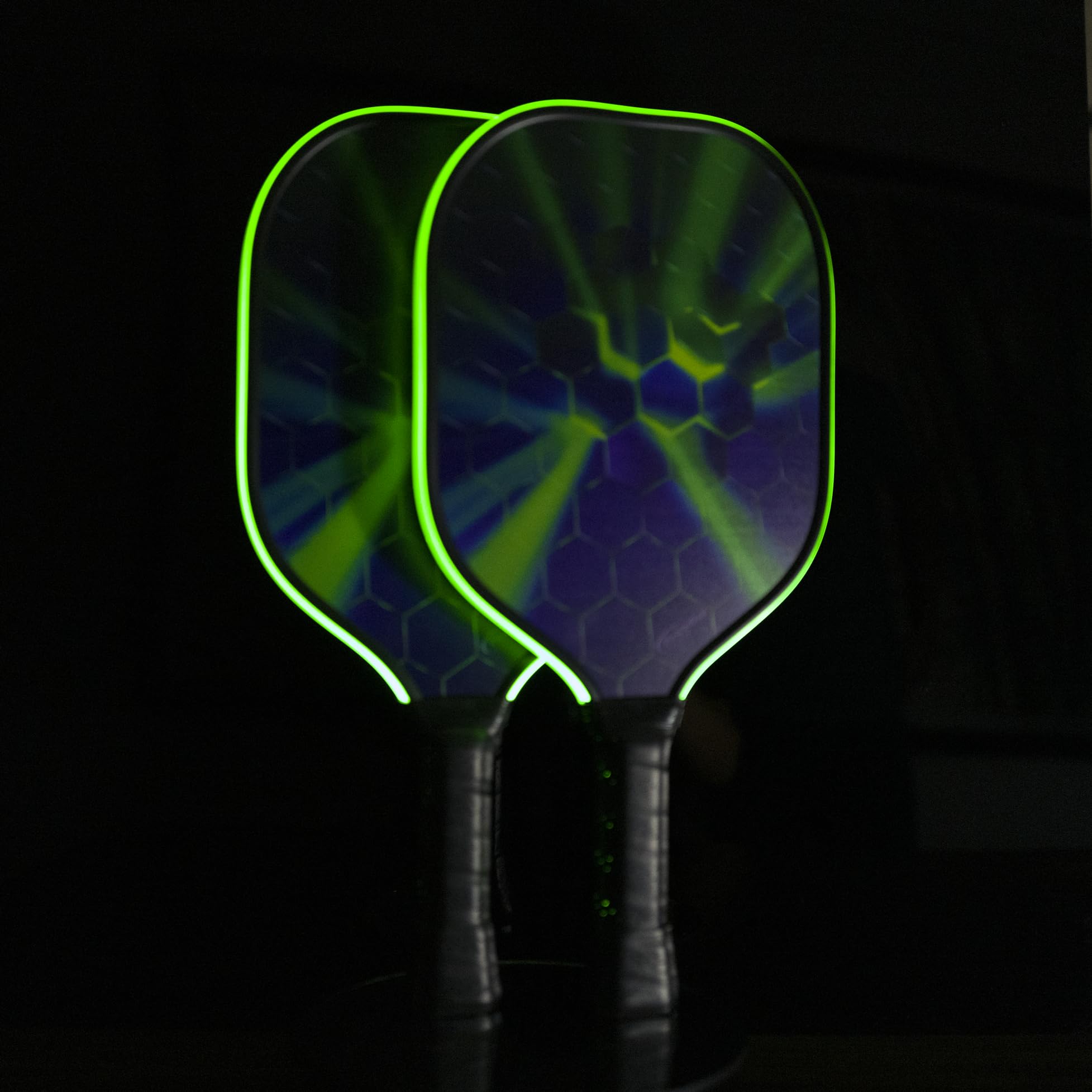 PickleStar LED Light Up Pickleball Paddles with Graphite Carbon Fiber Face and Honeycomb Polypropylene Core,Set of 2, 10 Batteries Included,Gift for Pickleball Lovers