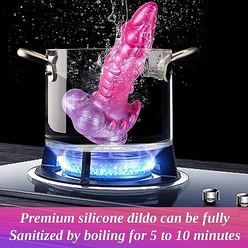 Large Realistic Dragon Dildo - 9.2 Inch Big Dildo, Soft Liquid Silicone Material, Textured, G-spot Stimulator, Wide Anal Dildo, Strong Suction Cup, Hands Free Play, Suitable for Women, Men and Couples