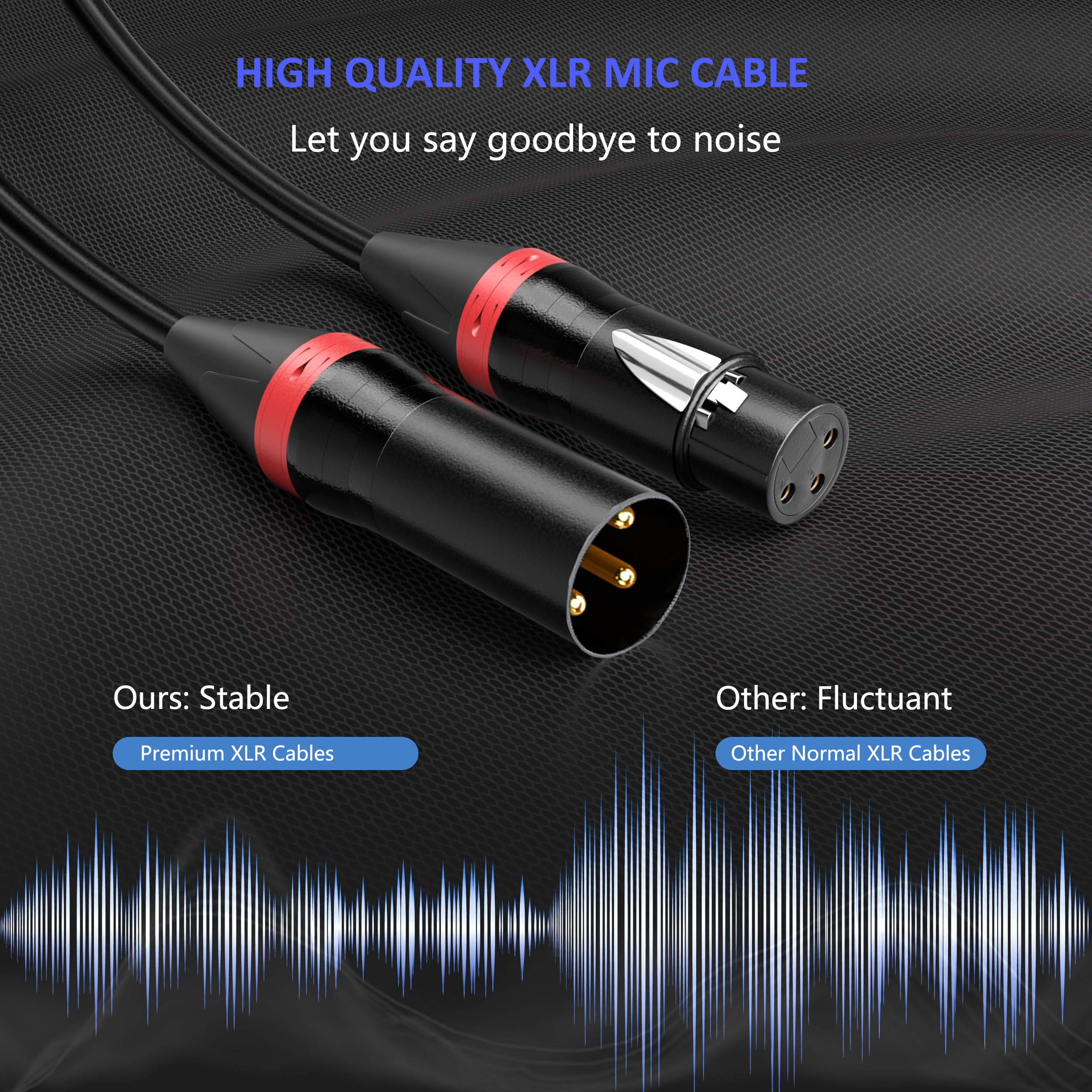Rxonof XLR Cables 10 ft-2 Pack, XLR Cable XLR Male to Female Microphone Cable Compatible with Microphones, Mixer, Speaker Systems and More