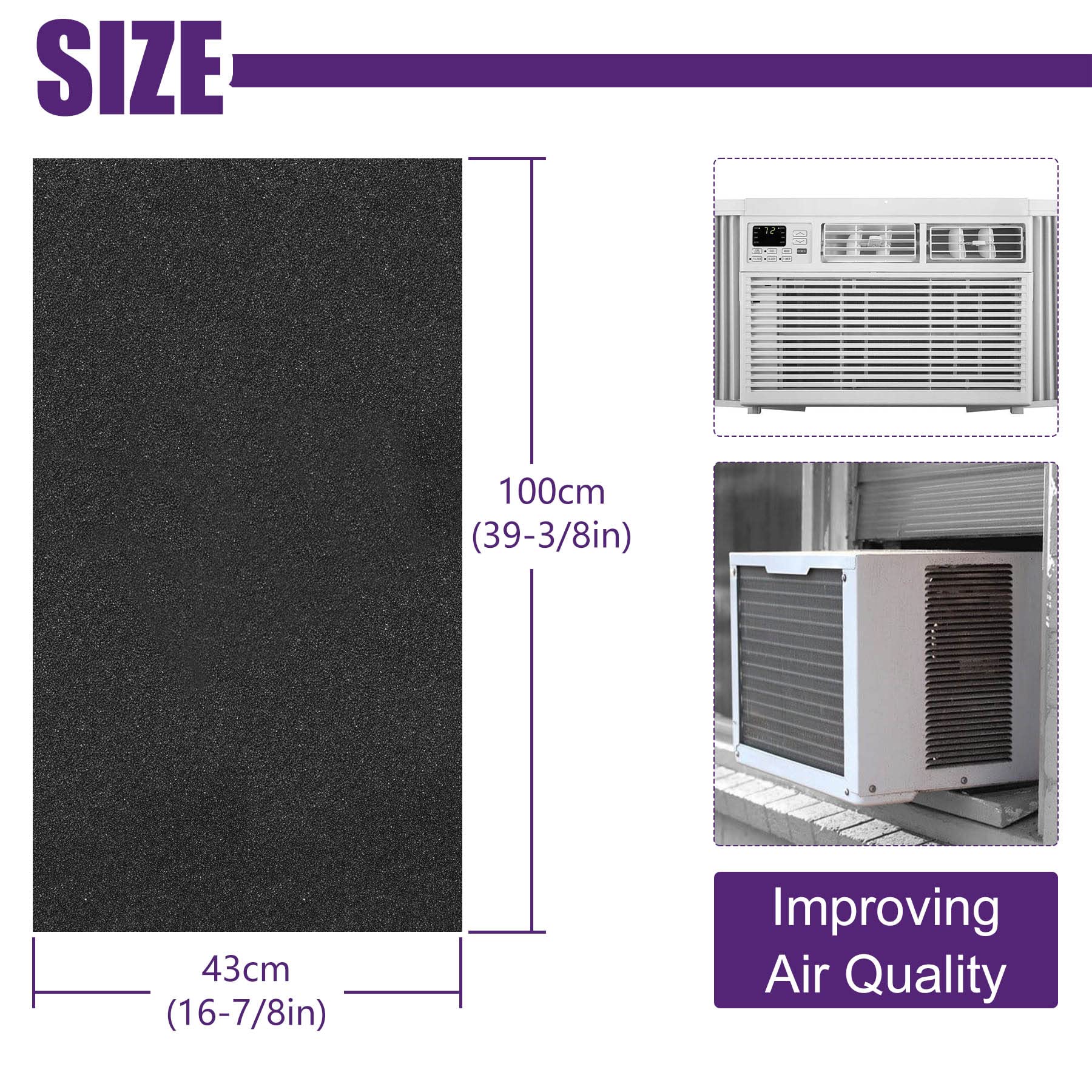 Mxclimate RV Air Conditioner Foam Replacement Filter,Cut-to-fit Foam Pad,39 in x 17 in Replacement Carbon Pre Filter Roll for Most,Air Purifier Furnace,Kitchen Trash Cans,Pet Deodorant Mat
