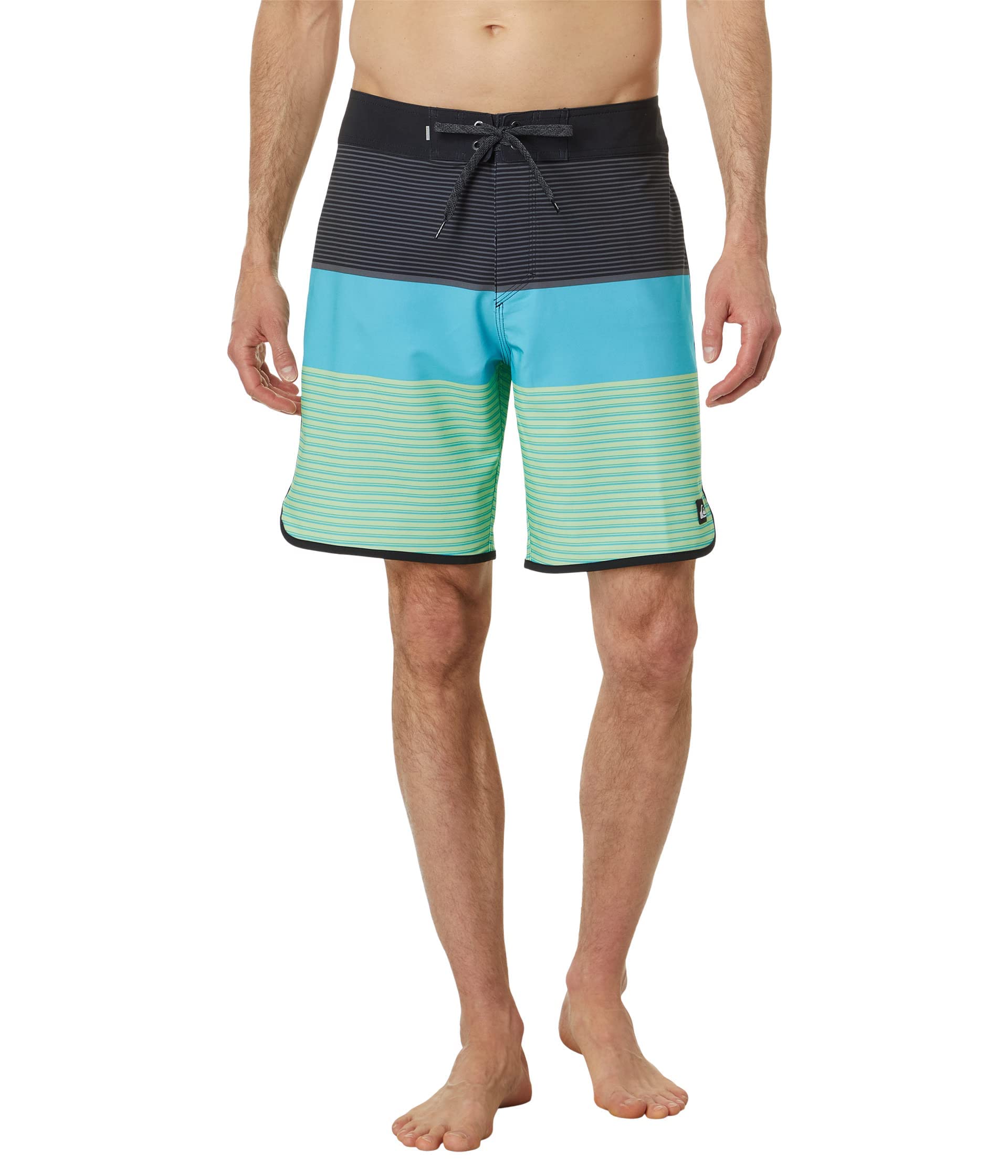 Quiksilver Men's Standard Surfsilk Tijuana 19 Inch Outseam Boardshort Swim Trunk Bathing Suit, Black/Grey Stripe, 36