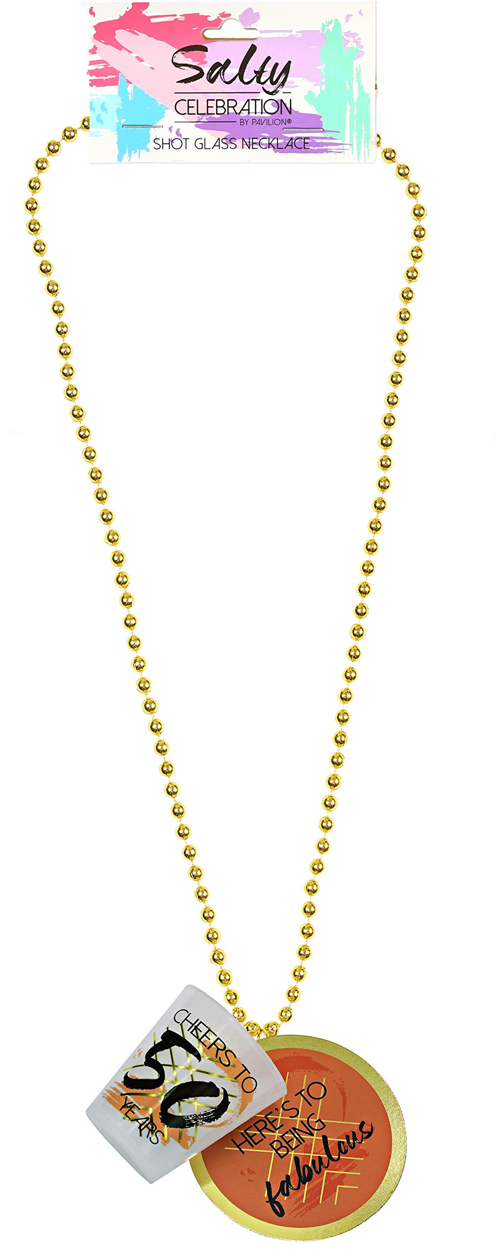 Pavilion - 50th Birthday Novelty Glow In The Dark Shot Glass Beaded Necklace Party Supplies