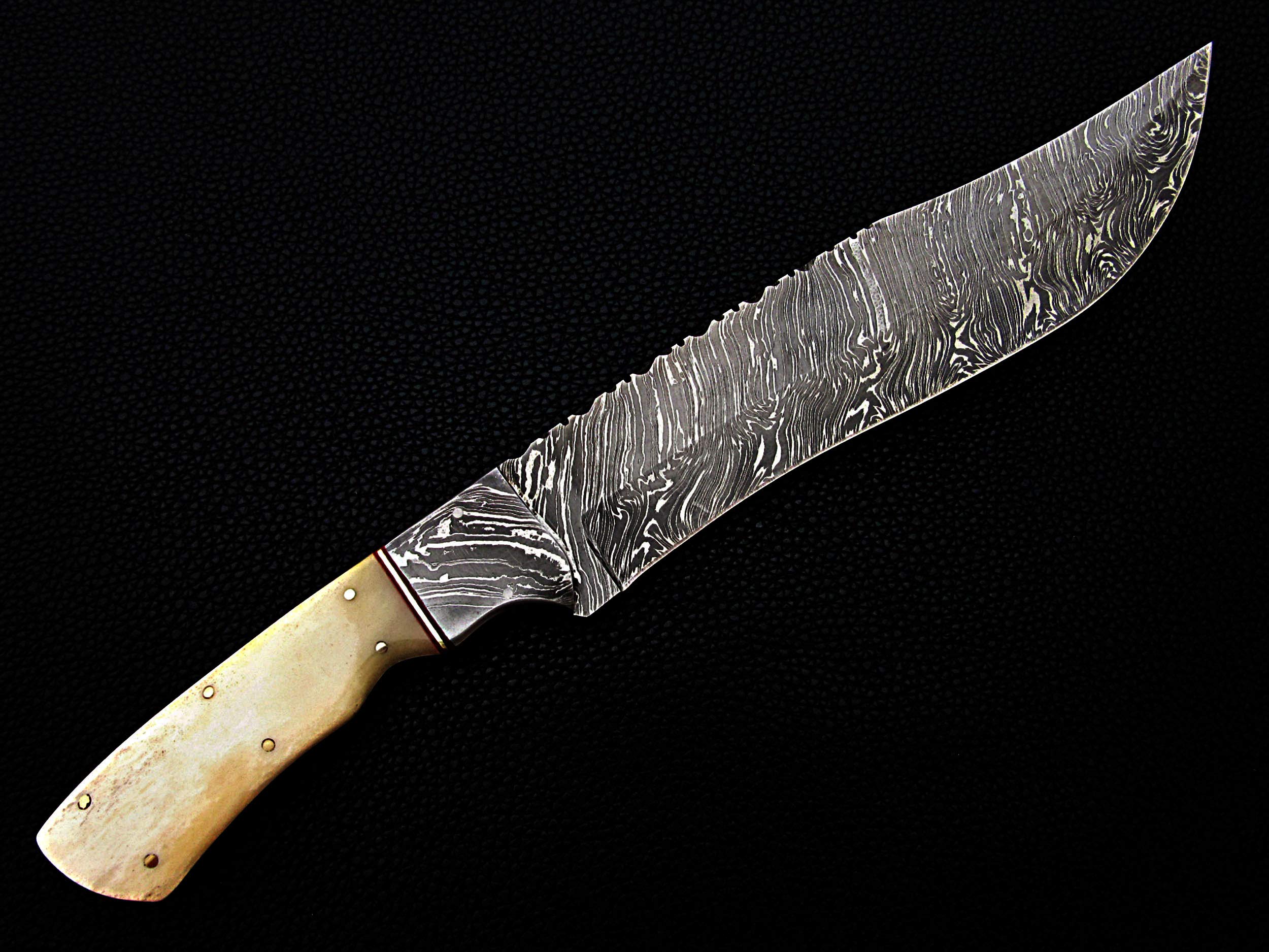 PAL 2000 KNIVES BOW-9293 Handmade Damascus Steel 15 Inches Hunting Knife With Sheath