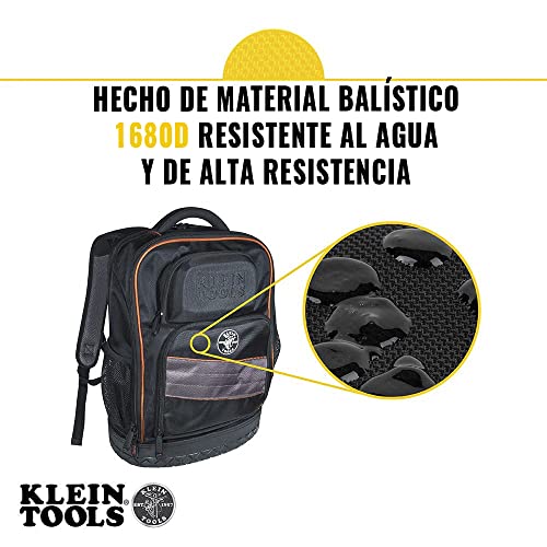 Klein Tools 55456BPL Laptop Backpack / Tool Bag, Water Resistant Technician Backpack, Padded for 1-Inch Thick Laptop or Tablet, 25 Pockets