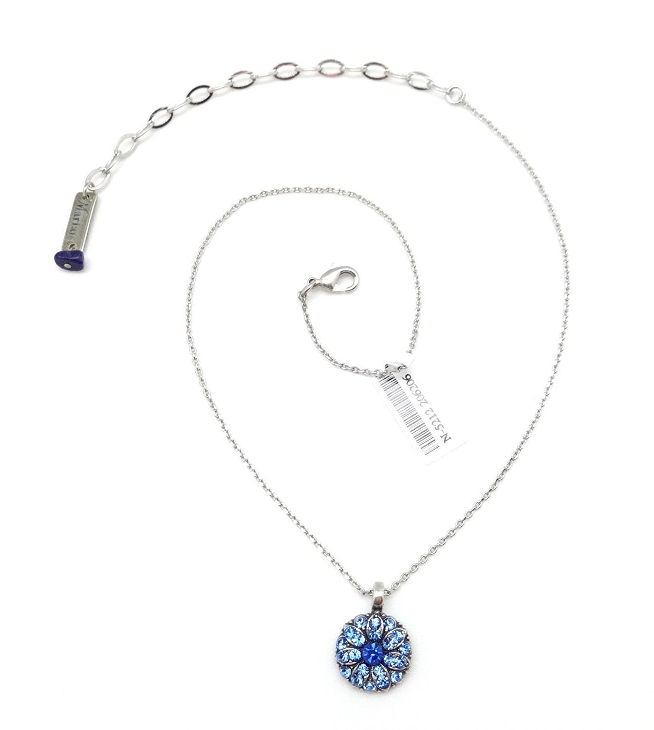 Mariana Silvertone Guardian Angel Pendant Necklace in Blue Crystal 206206