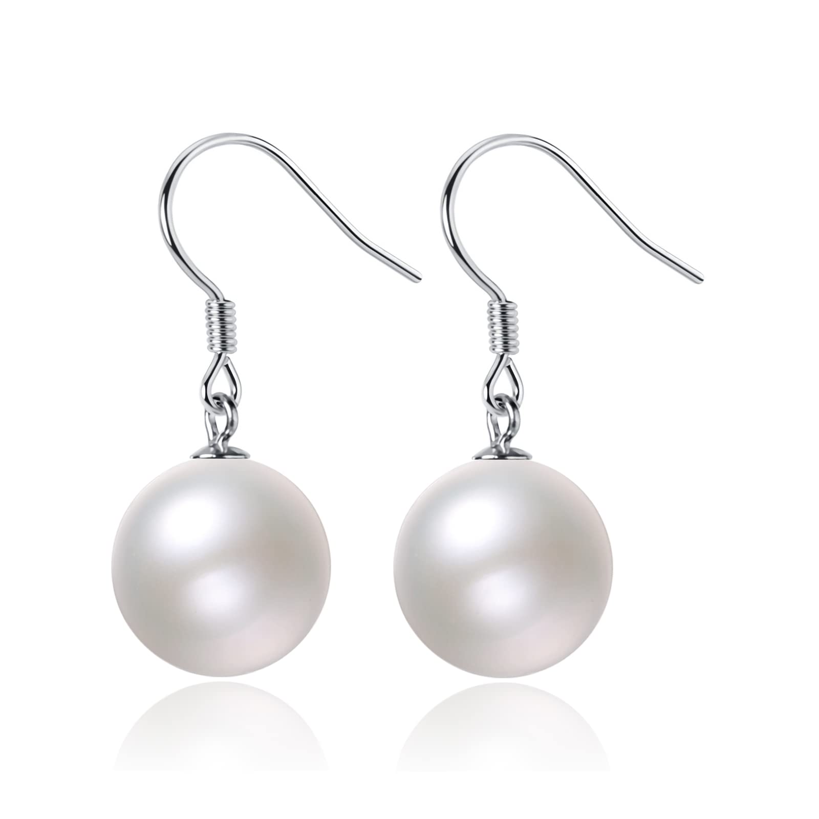 Pearl Earrings for Women Drop Pearl Earrings 925 Sterling Silver Pearl Drop Dangle Earrings for (12mm/0.47inch)