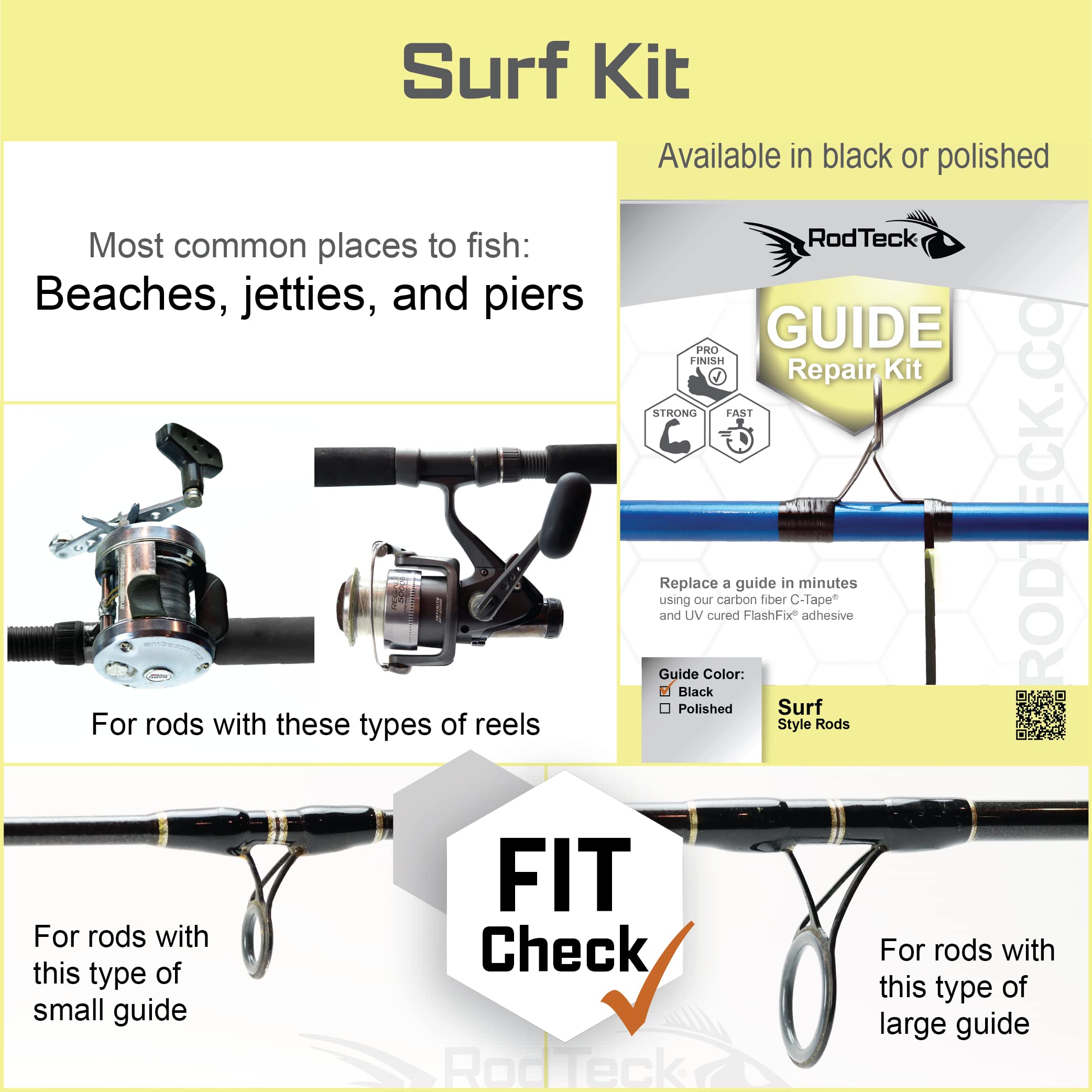RodTeck Guide Repair Kit | Freshwater & Inshore Baitcasting | Complete Fishing Rod Repair Kit