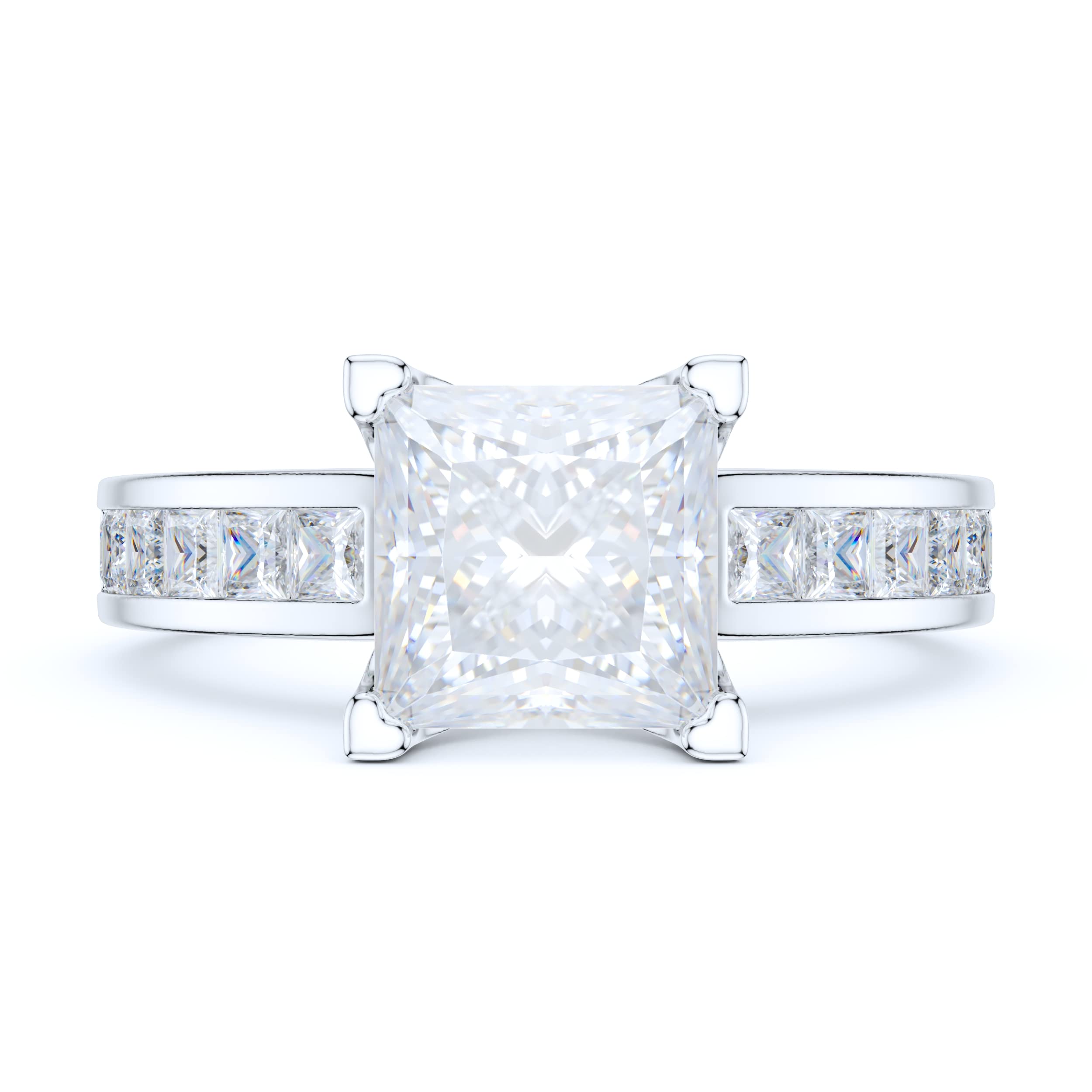 PRSTANI Sterling Silver 1.5ct Classic Filigree Pattern Simulated Princess Cut Diamond Promise Engagement Ring (6.5)
