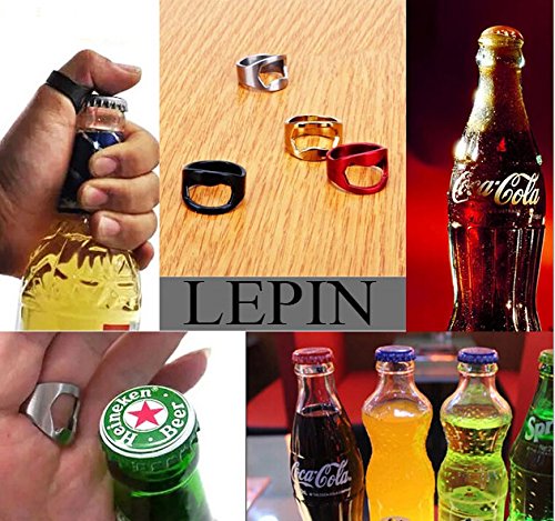 Stainless Steel Beer Ring Bottle Opener Pack of 22mm (Silver+Black+Red+Golden)