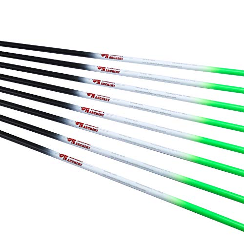Linkboy Archery Spine 300 340 400 500 600 28inch Carbon Arrows Shaft 2" Vanes Green Recurve Compound Bow Longbow Hunting Shooting 12PCS (Spine 340 28inch)