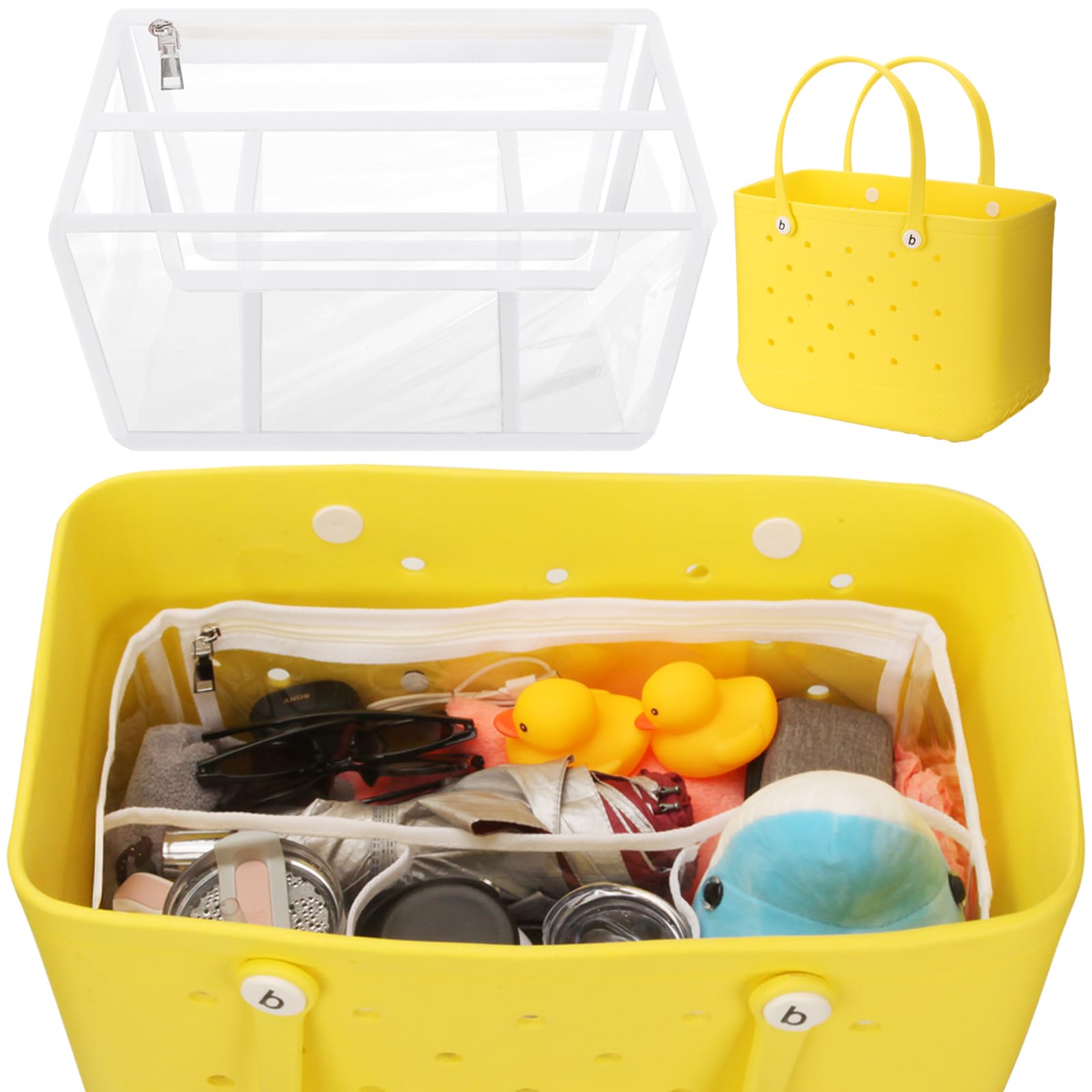 Tiga Clear Insert Divider Organizer for Bogg Bag - Sectional Organization of Items - Accessories for Bogg Bags - with Waterproof Zipper Storage Bag - PVC Material