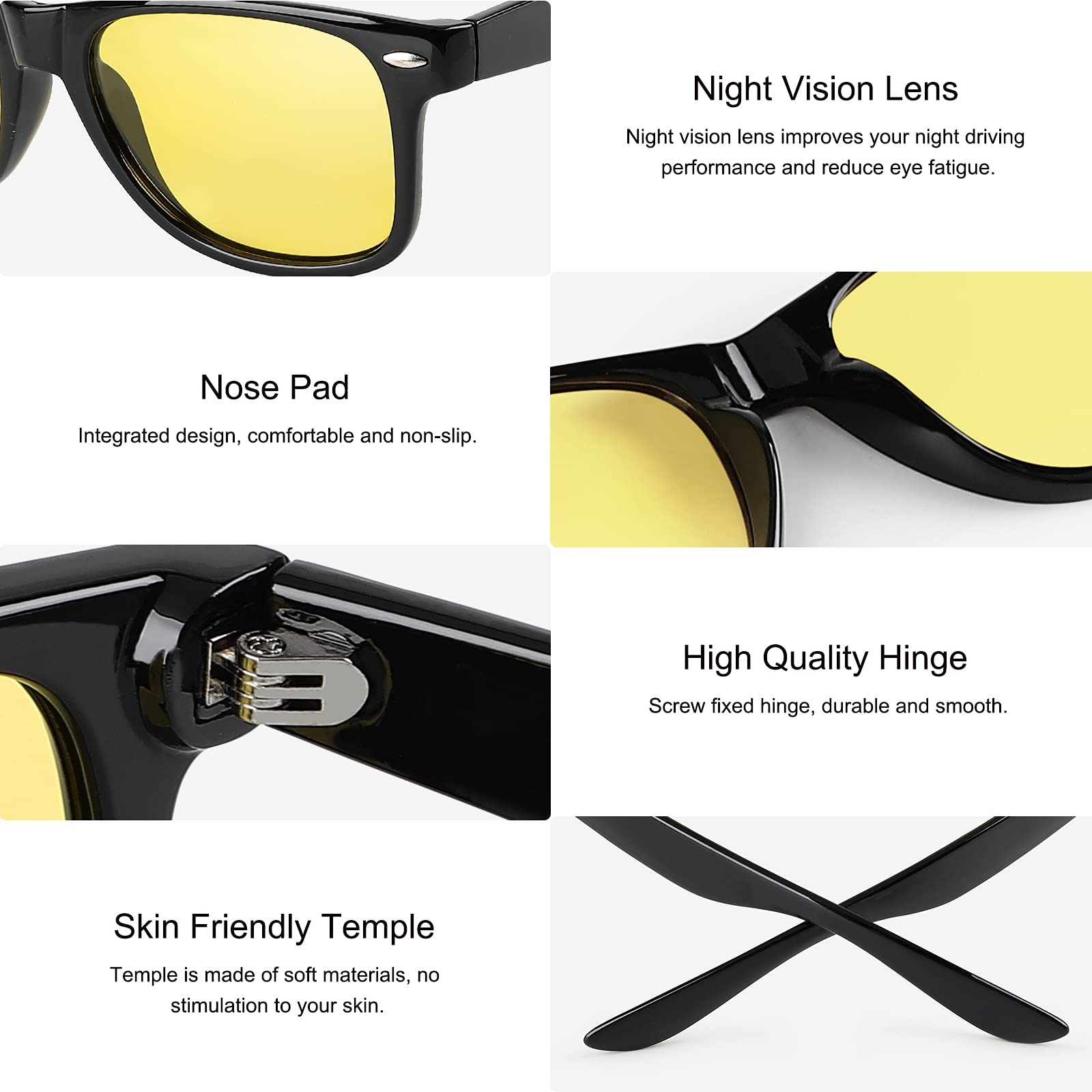 Night Vision Glasses Polarized Anti-Glare, HD Night Driving Yellow Glasses for Women Men