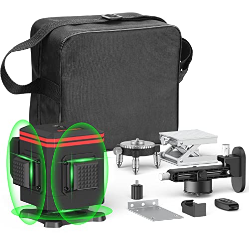 seesii 12 lines Laser Level Self Leveling 3x360° 3D 150FT Green Cross Line Laser Level with pulse mode for Construction/DIY Picture Hanging Remote Controller Rechargeable battery Magnetic Stand