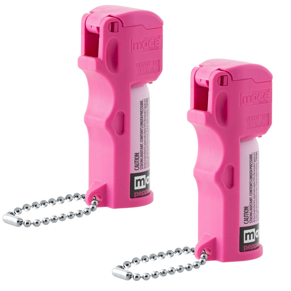 Mace Brand Pepper Spray- Police Strength OC Pepper Formula, UV Detection Dye, and Key Chain, Pocket Style, Hot Pink, for Women, 2-Pack