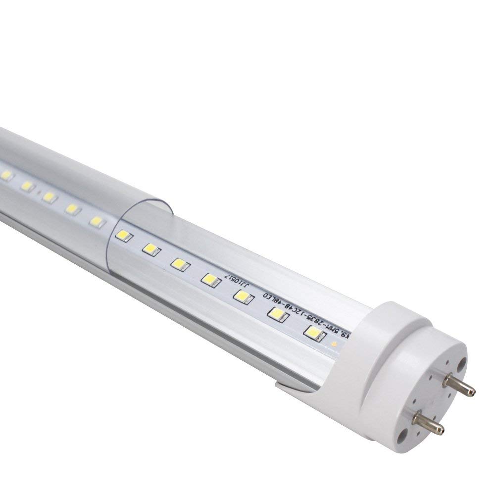 LightingWill LED T8 Light Tube 2FT, Daylight White 5000K, Dual-End Powered Ballast Bypass, 1000Lumens 10W (24W Equivalent Fluorescent Replacement), Clear Cover, AC85-265V Lighting Tube Fixture, 4 Pack