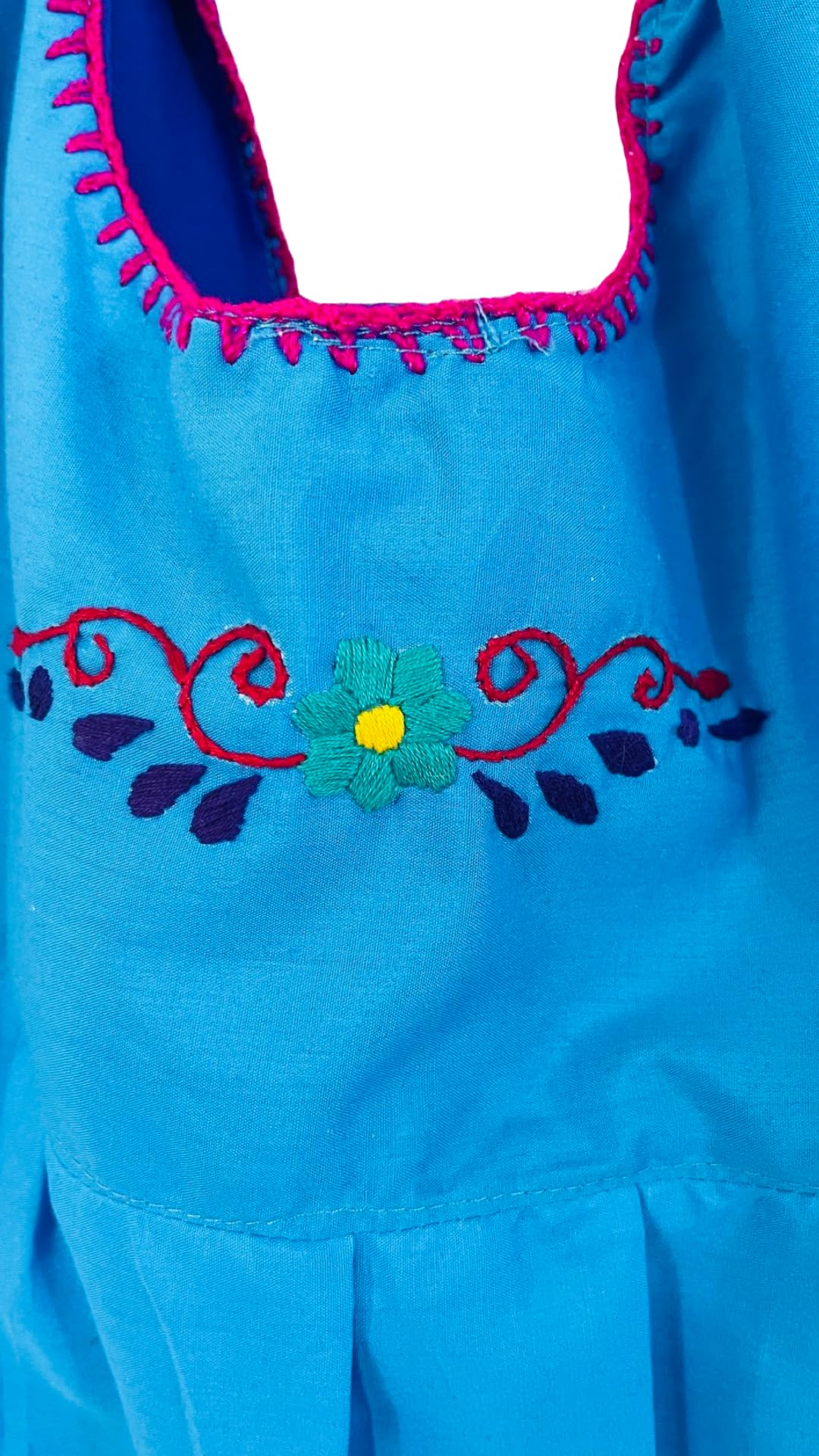 Leos Imports (TM) Hand Embroidered Puebla Mexican Tote Bag (Aqua Multi)