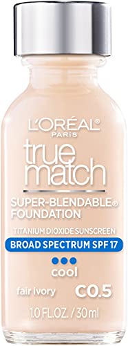 L'Oreal Paris Makeup True Match Super-Blendable Liquid Foundation, Fair Ivory C0.5, 1 Fl Oz, 1 Count