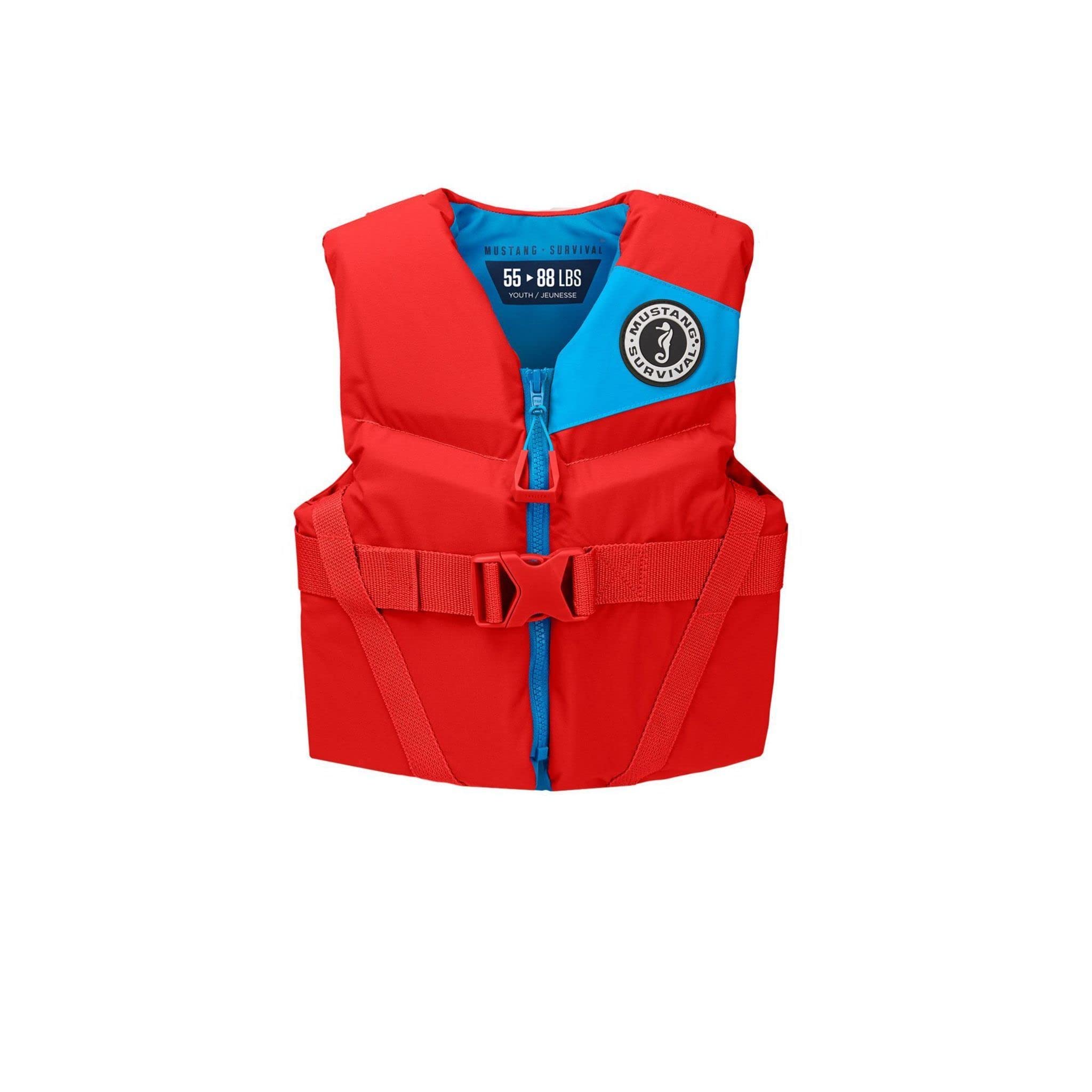 Mustang Survival - Youth Foam Life Jacket - Azure Blue, Young Adult (88 lbs - 110 lbs)