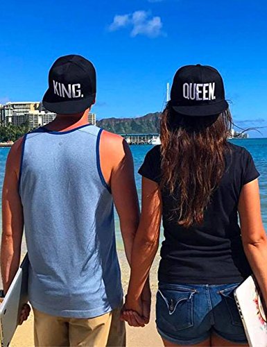 King Queen Hats Matching Snapbacks Hip Hop Hats Couples Snapback Caps Adjustable Black