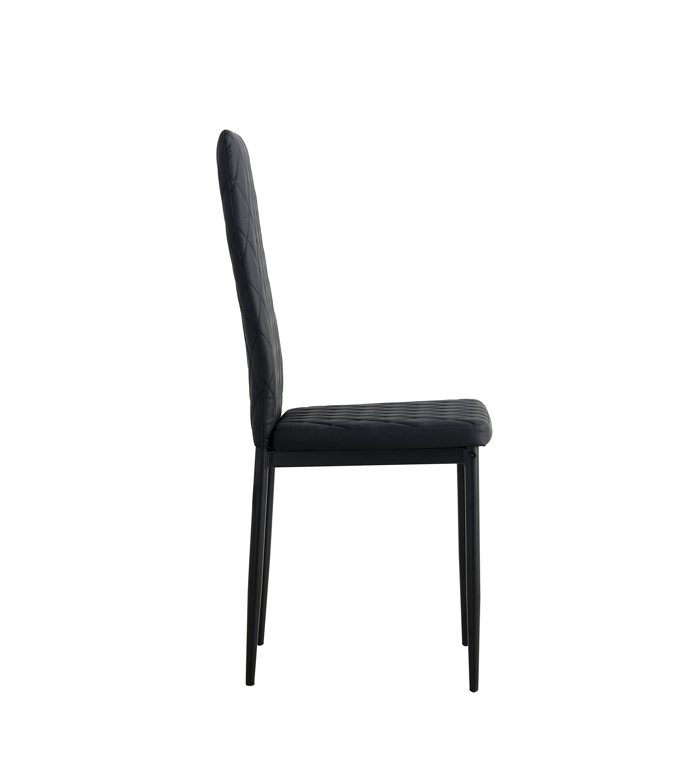 LIADTOP Set for 4, PU Leather Set of 4 Living, Modern Upholstered Side Chairs with Stable Metal Legs,for Dining Room, Kitchen, Restaurant,Black