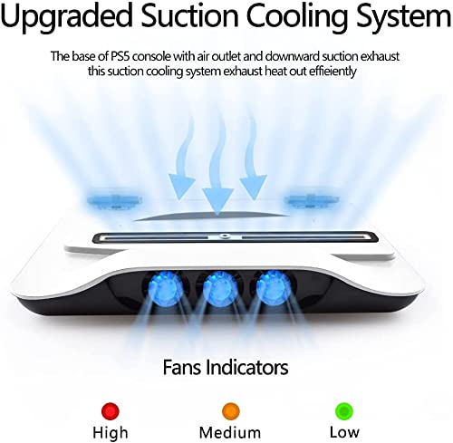 PS5 Cooling Station with Charging Station, PS5 Stand with Cooling Fan for Playstation 5 Console, 3 Rotating Speed, Accessories for PS5 Ultra HD Console and PS5 Digital Edition Playstation 5 Console