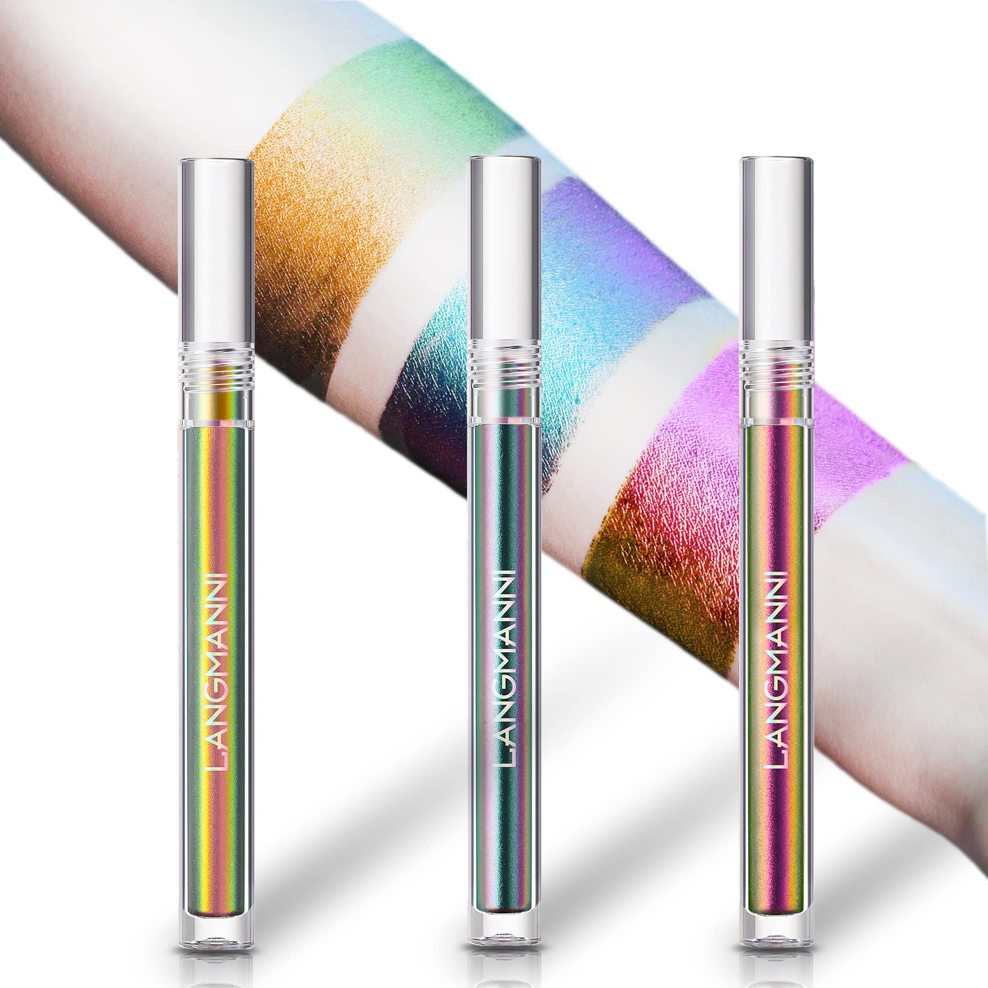 Witcrskm Liquid Eyeshadow, Chameleon Glitter Eye Shadow Makeup, MultiColor Shifting Pigment, Quick-Drying & Waterproof, Ideal Gifts For Sister Girls Girlfriend Women, 3ml