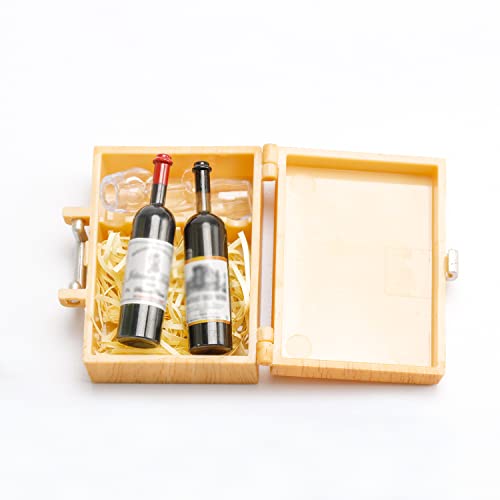 Miniature Wine Set Miniature Wine Bottles Mini Wine Glasses Goblet Cups Miniature Plastic Wine Box with Handle for 1:6 Action Figures Accessories Christmas Birthday Gifts