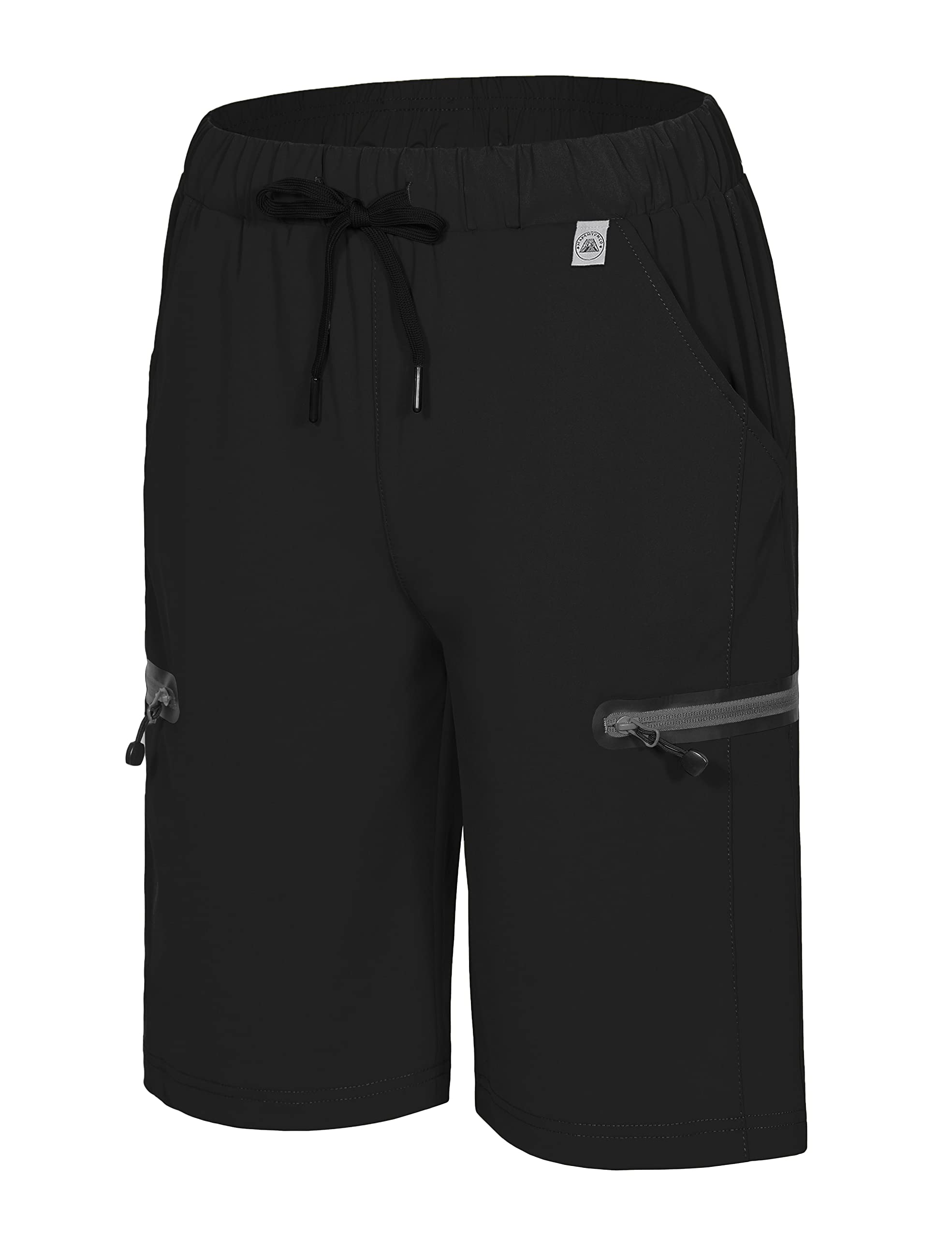 Mapamyumco Women's Quick Dry Lightweight Bermuda Shorts for Golf Travel Hiking Walking, Stretch Zipper Pockets Black L