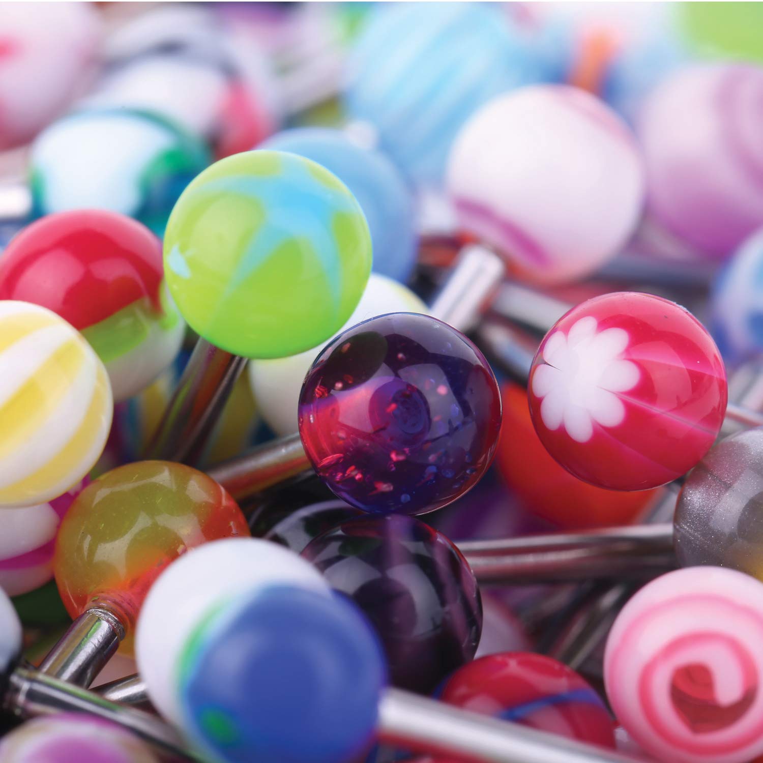 Lot of 50 Belly Button Rings & Lot of 50 Tongue Ring Barbells No Duplicate 100 Pack