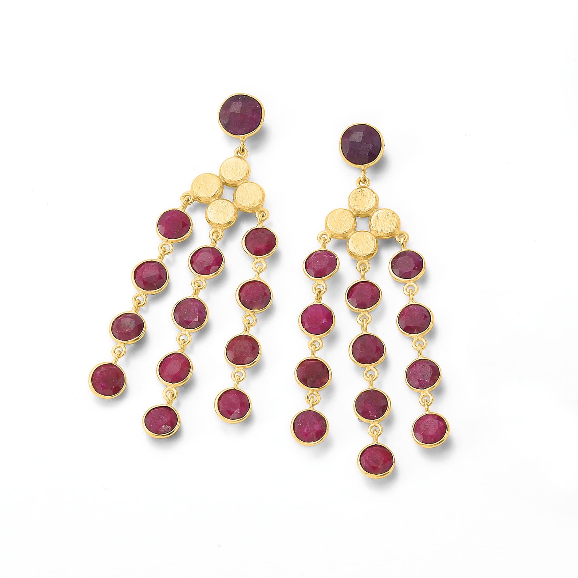 Ross-Simons 27.80 ct. t.w. Ruby Drop Earrings in 18kt Gold Over Sterling