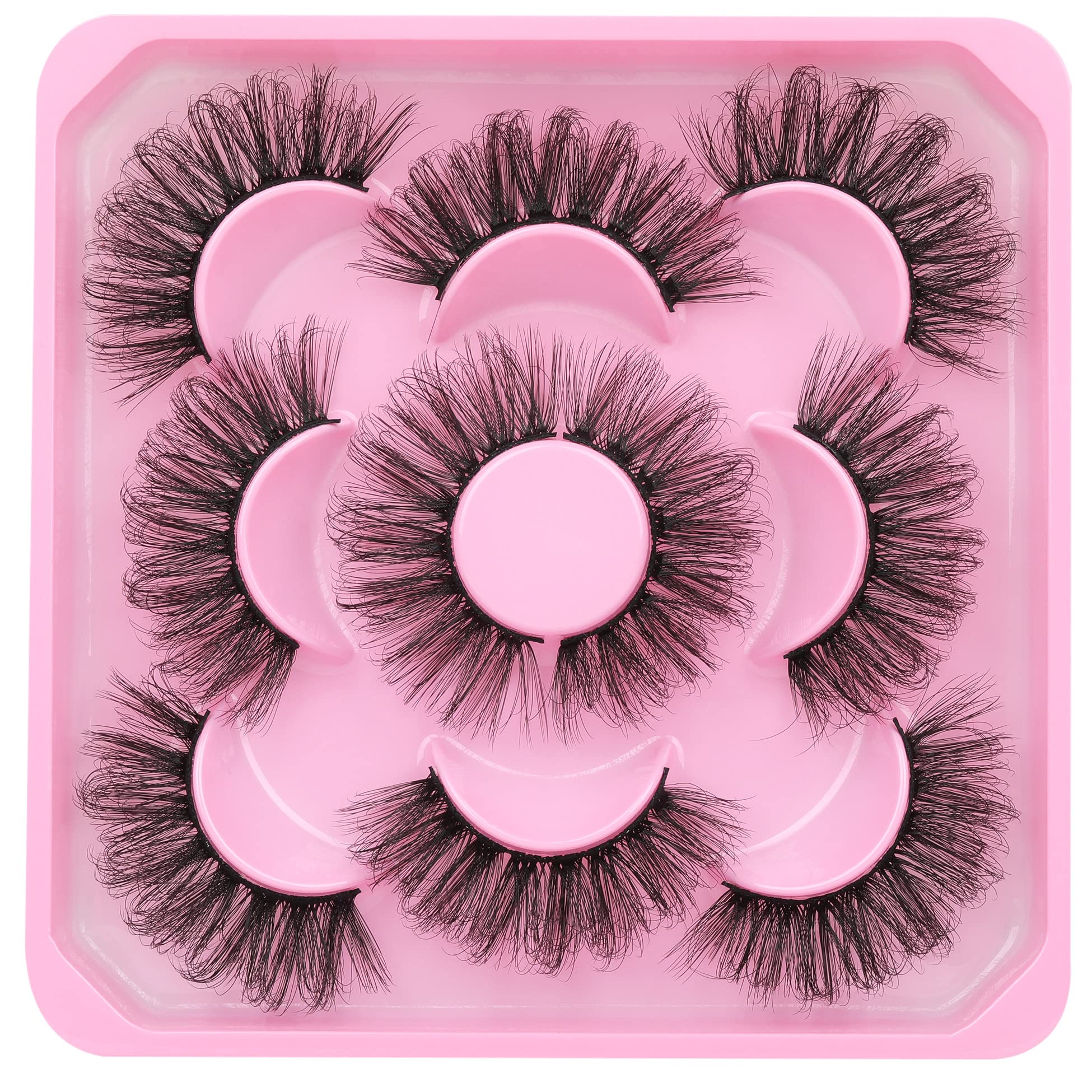 wiwoseo Lashes Mink Fluffy Dramatic False Eyelashes D Curly Faux Mink Lashes Look Like Extension 3D Effect Natural Volume Crossing Fake Eyelashes