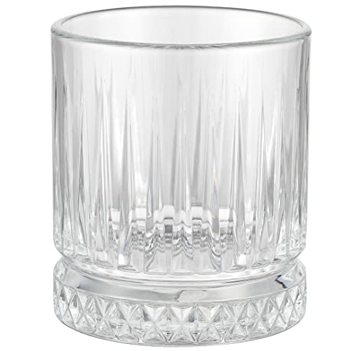 Restaurantware Elysia 7 Ounce Whiskey Glasses 12 Cut Rocks Glasses - Lead-Free Weighted Base Clear Glass Tumblers Dishwasher-Safe For Scotch Bourbon And Cocktails